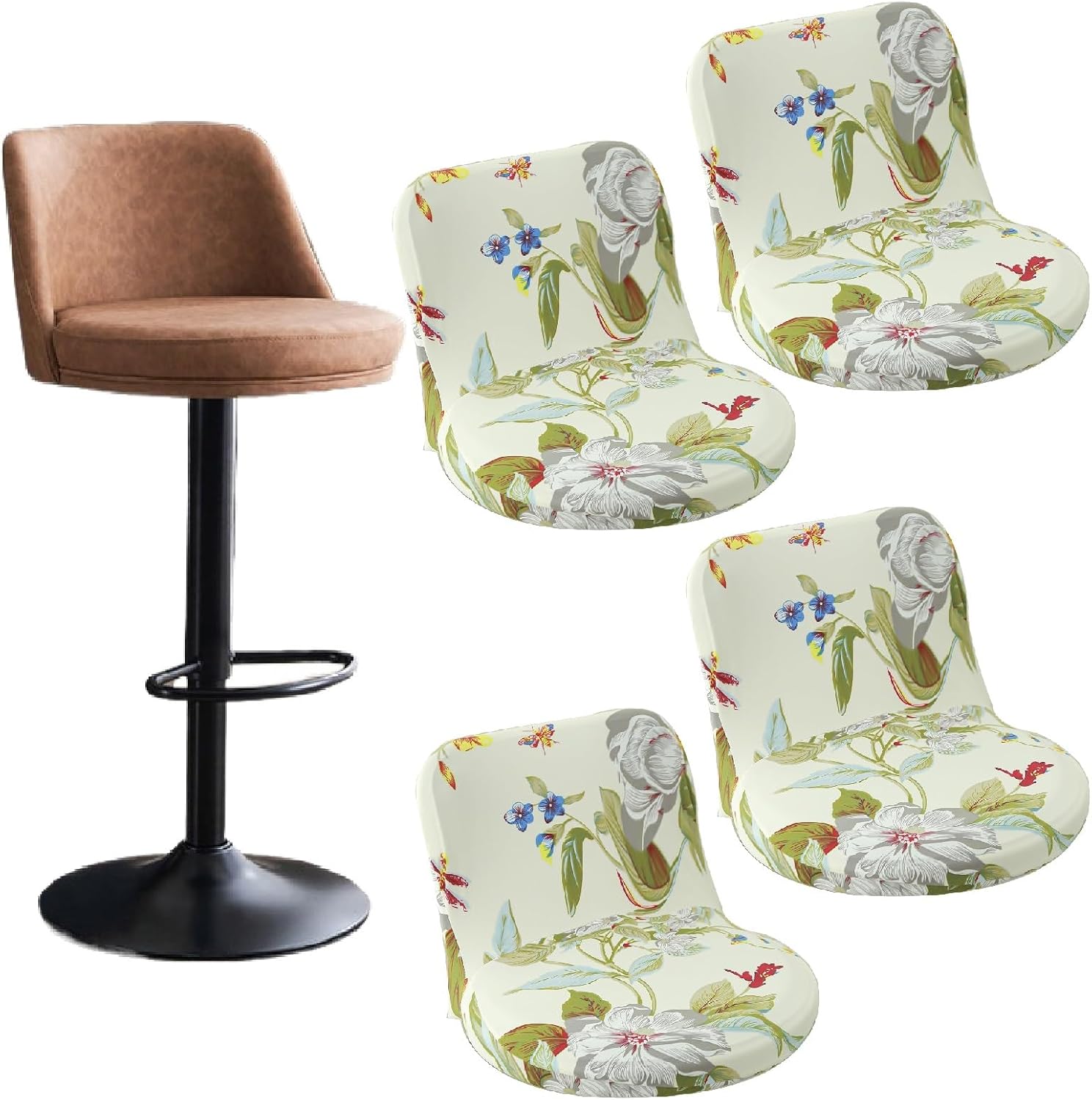 Amazon.com: Bar Stools Cover,Short Back Round Seat Chair Cover, Swivel ...