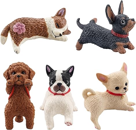 Amazon.com: EYEOO 5Pcs Mini Dog Figurines Computer Monitor Decor Cute ...