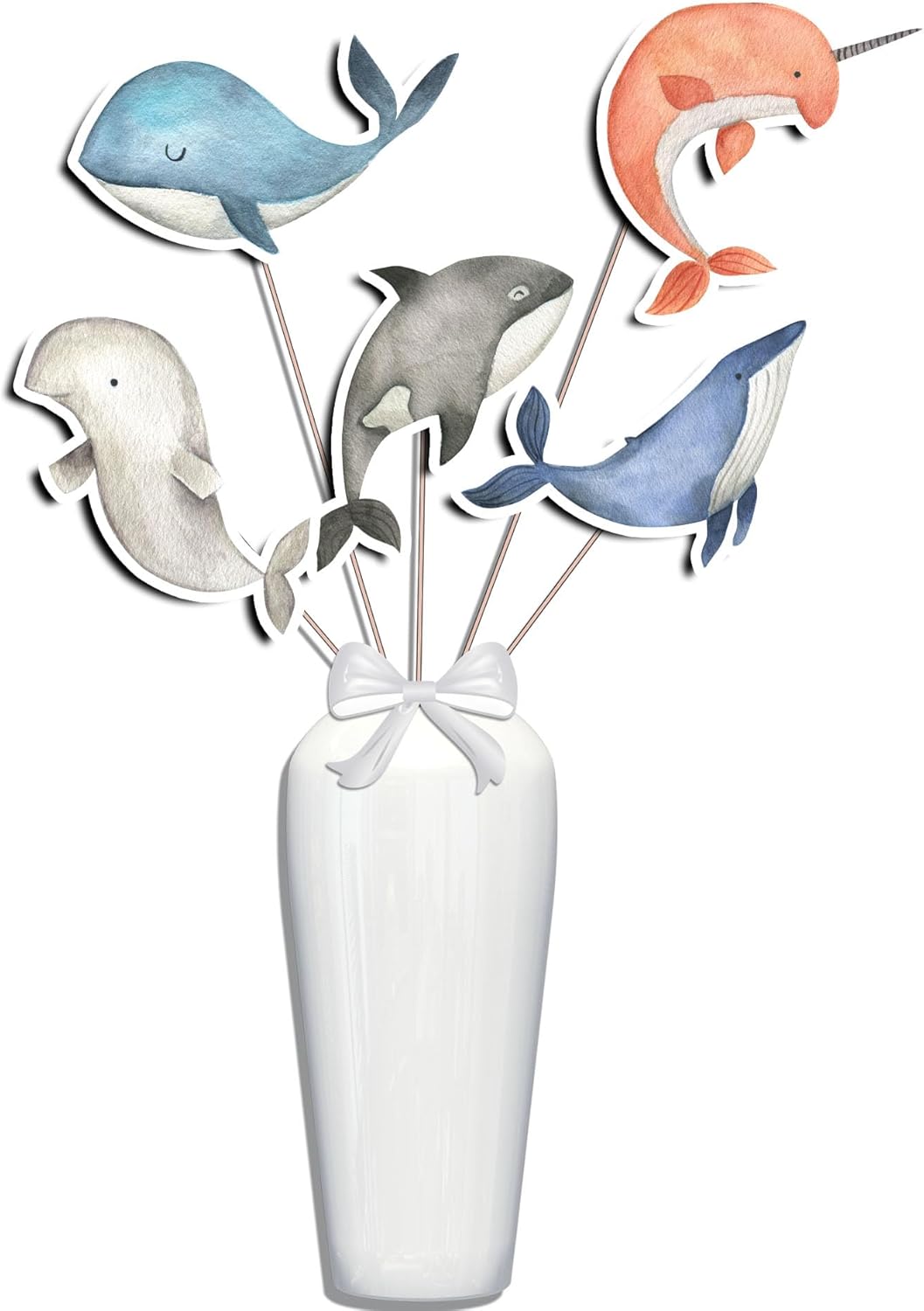 Amazon.com: Whale and Narwhal Centerpieces 5 Pcs – Ocean Animals Table ...