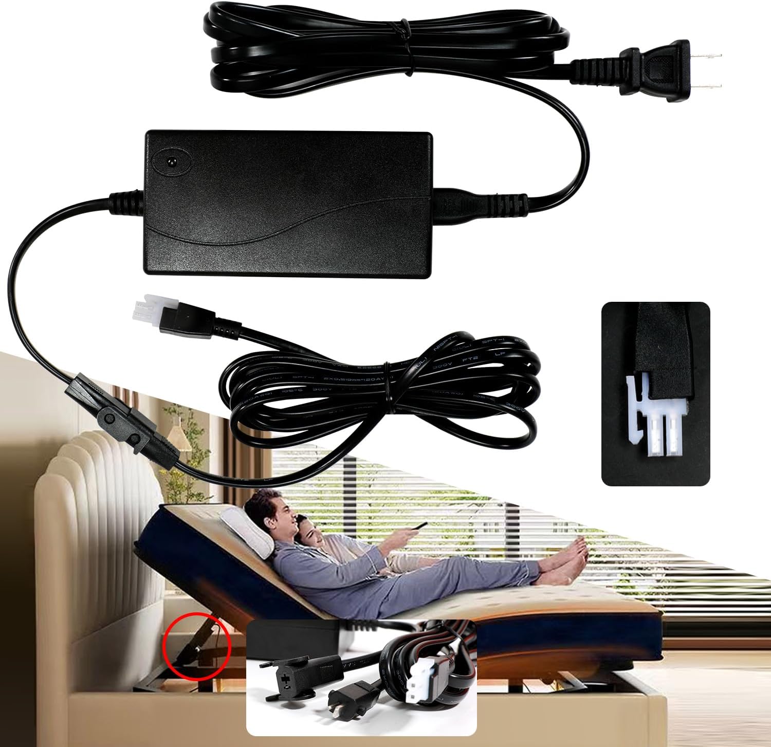 Amazon.com: Adjustable Bed Power Supply Replacement Cord Three Piece ...