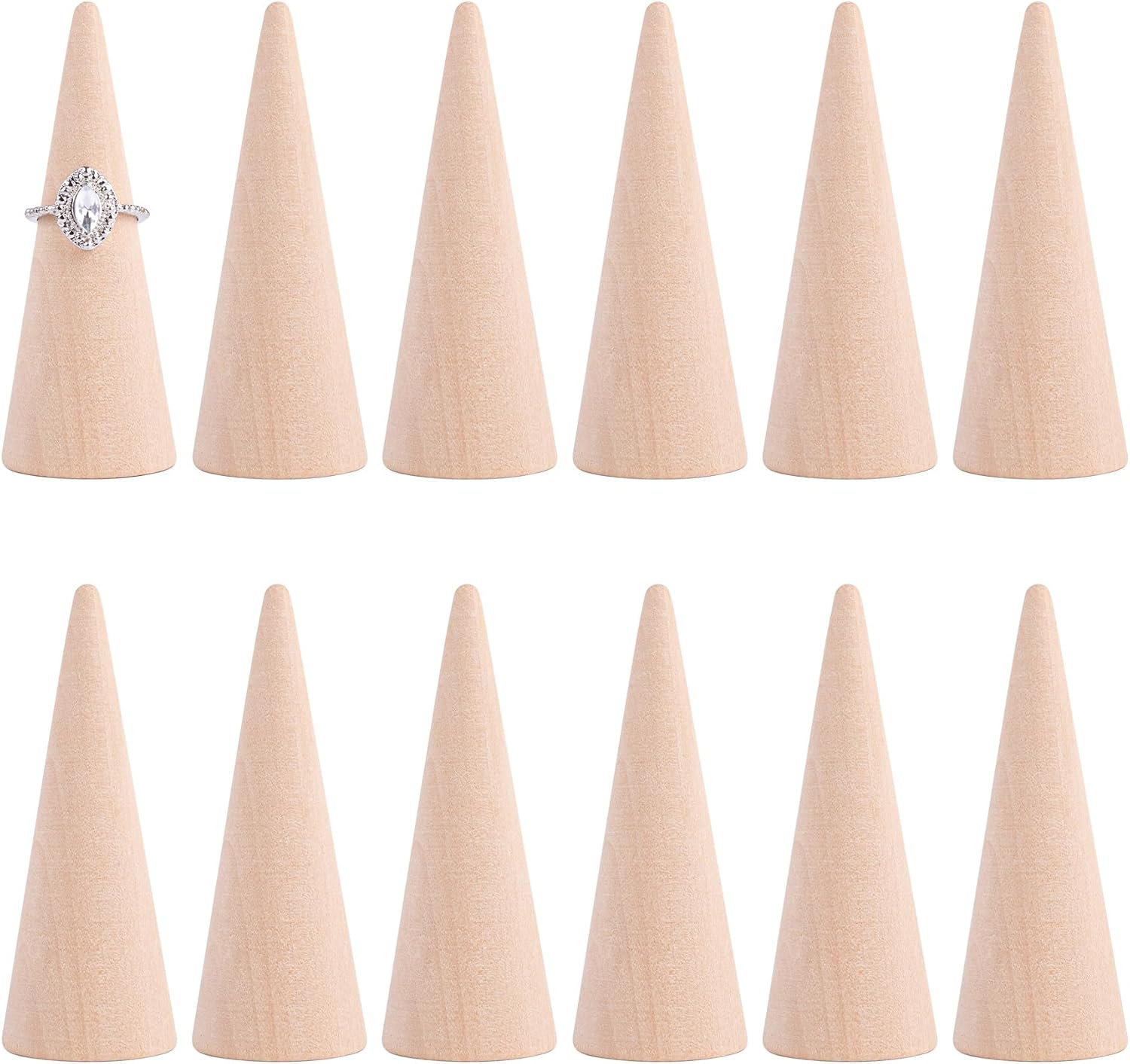 Amazon.com: Framendino, 12 Pack Natural Wood Cone Ring Holders Wedding ...