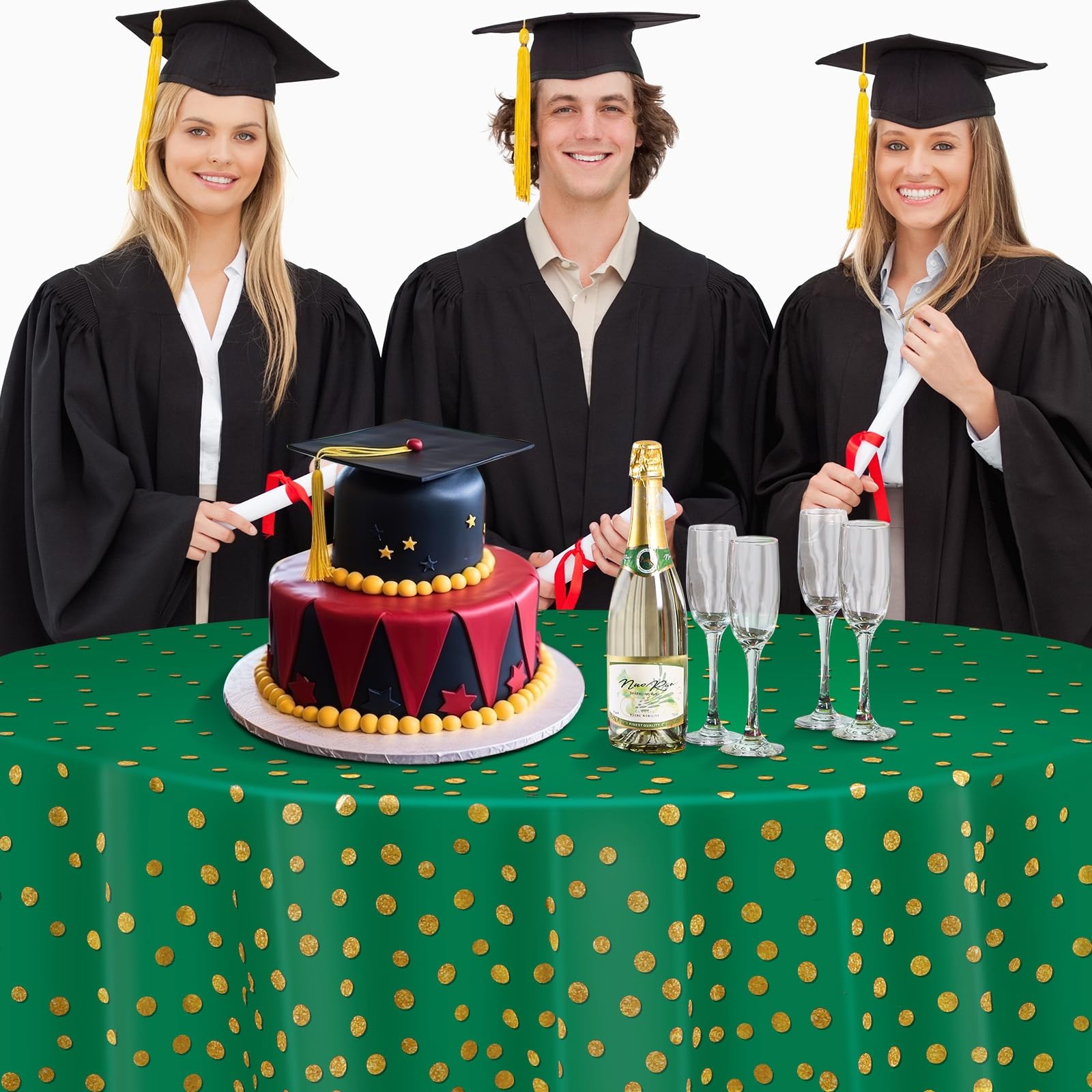 Snapklik.com : Newwiee 3 Pcs Round Dot Tablecloth 84 Inch Plastic Table ...