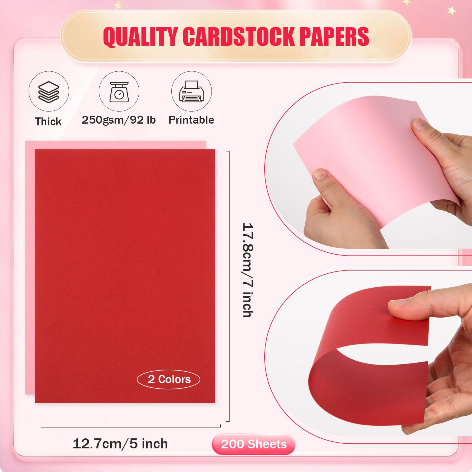 Snapklik.com : 200 Sheets 5x7" Valentines Day Cardstock Paper Blank ...