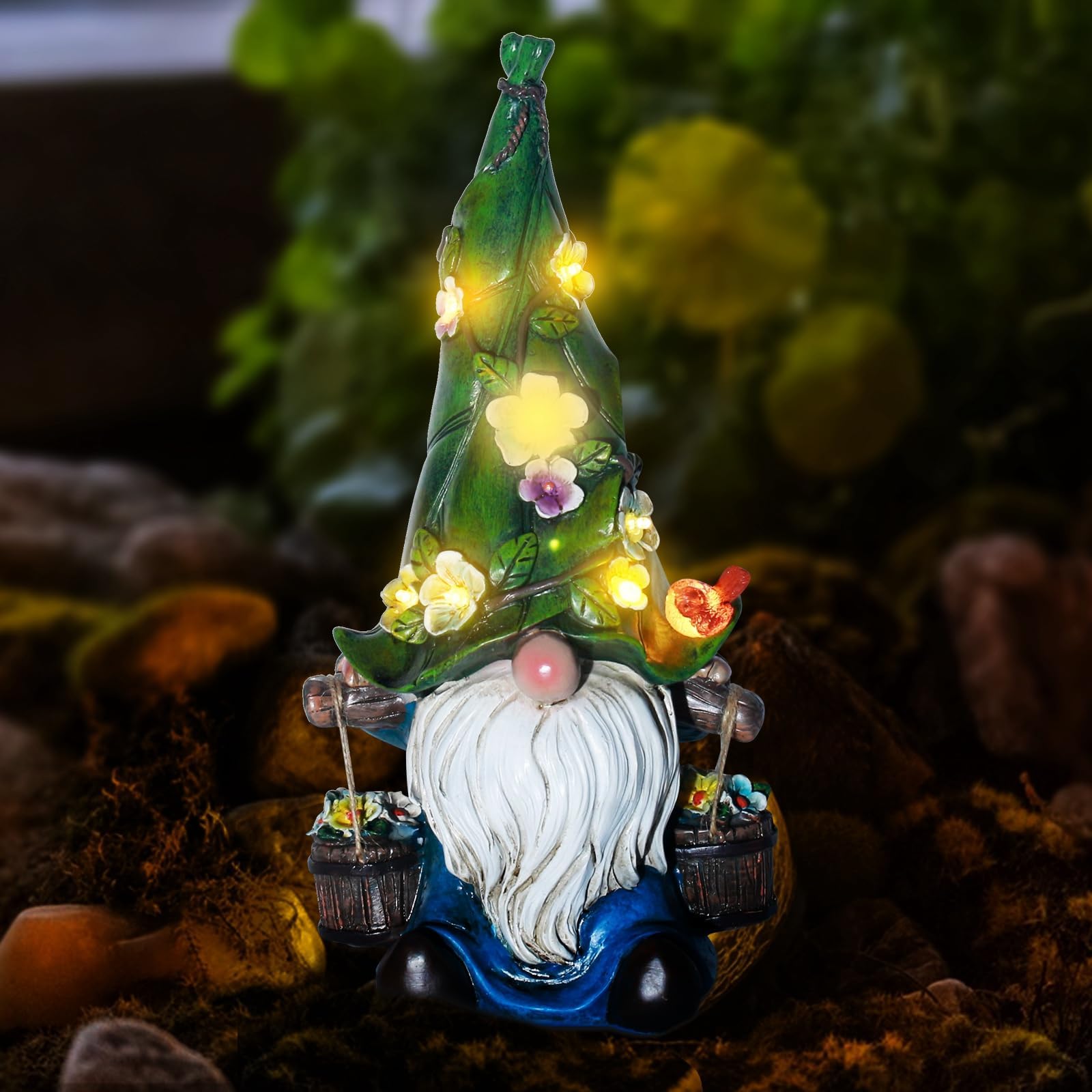Amazon.com: Lovinland Garden Gnome Statue Outdoor Decor Large Flocked ...