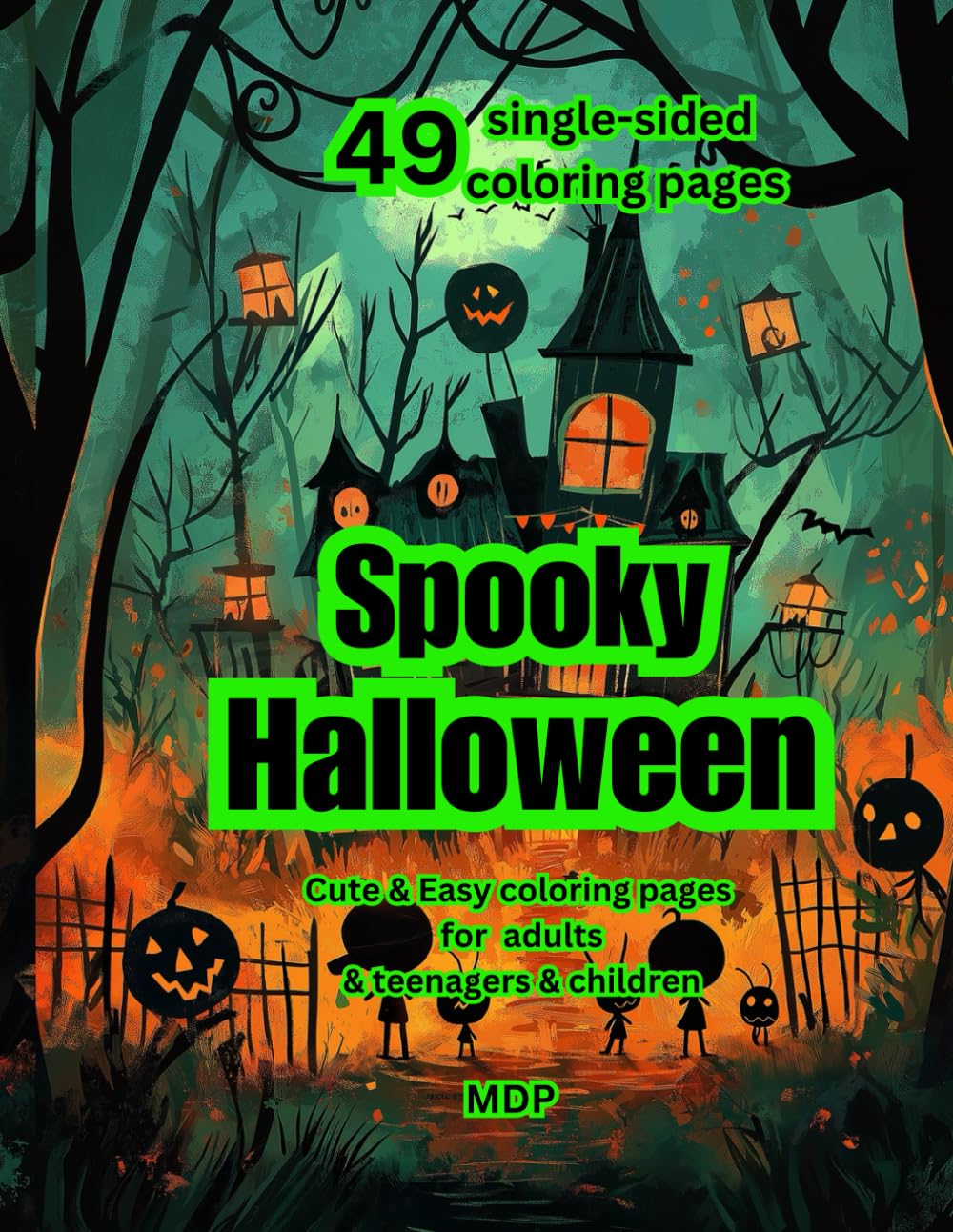 Amazon.com: Spooky Halloween: Cute and Easy Coloring Book for Adults ...