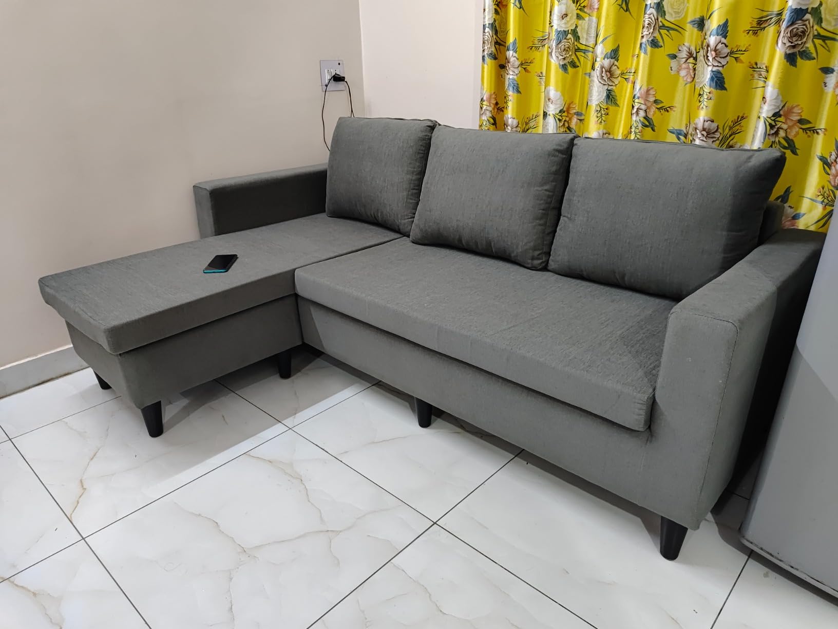 Adorn India Parker Leaf 3+2 5 Seater Sofa Set (Blue) Martin Plus (3 ...