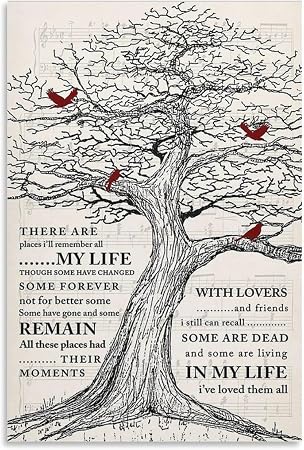 Amazon.com: KEWORLAN In My Life Lyrics Vintage Tree Music Art Posters ...