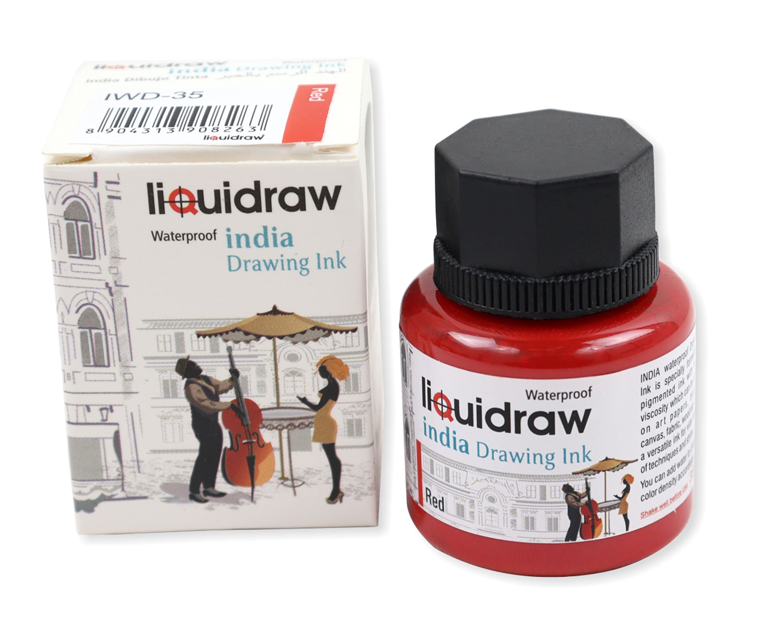 Liquidraw Coloured Drawing Ink India Ink, Waterproof 20 Assorted ...