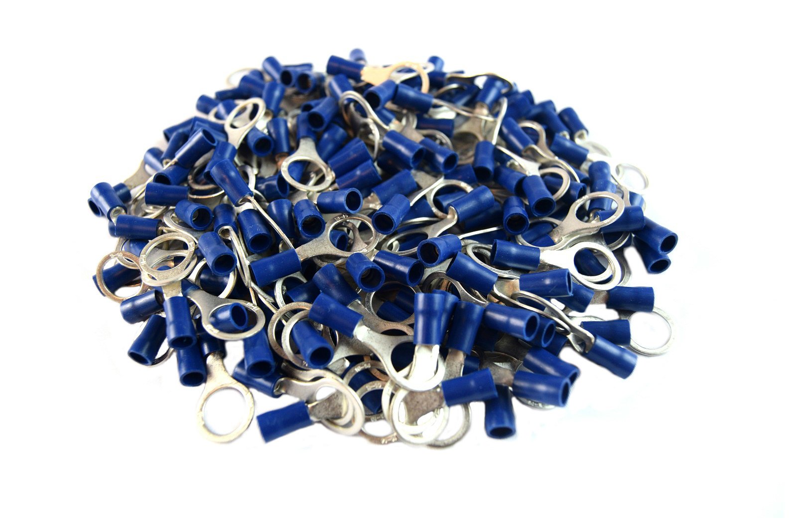 500 pcs 3/8" Blue Vinyl Ring Terminal Connector 16-14 gauge AWG Metra ...