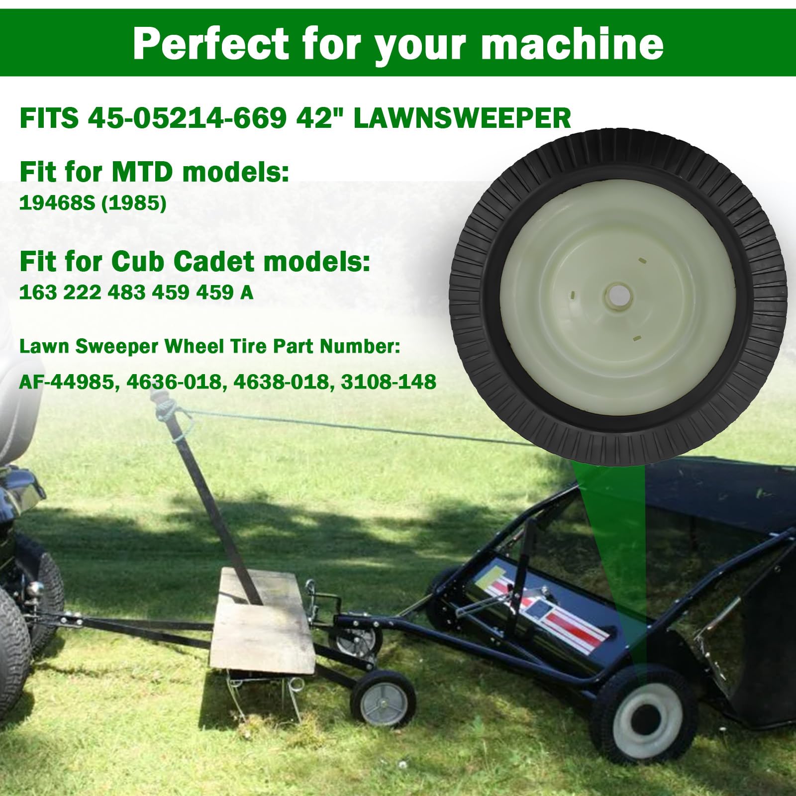 Snapklik.com : 44985 Lawn Sweeper Wheel & Tire Complete Assembly Set ...