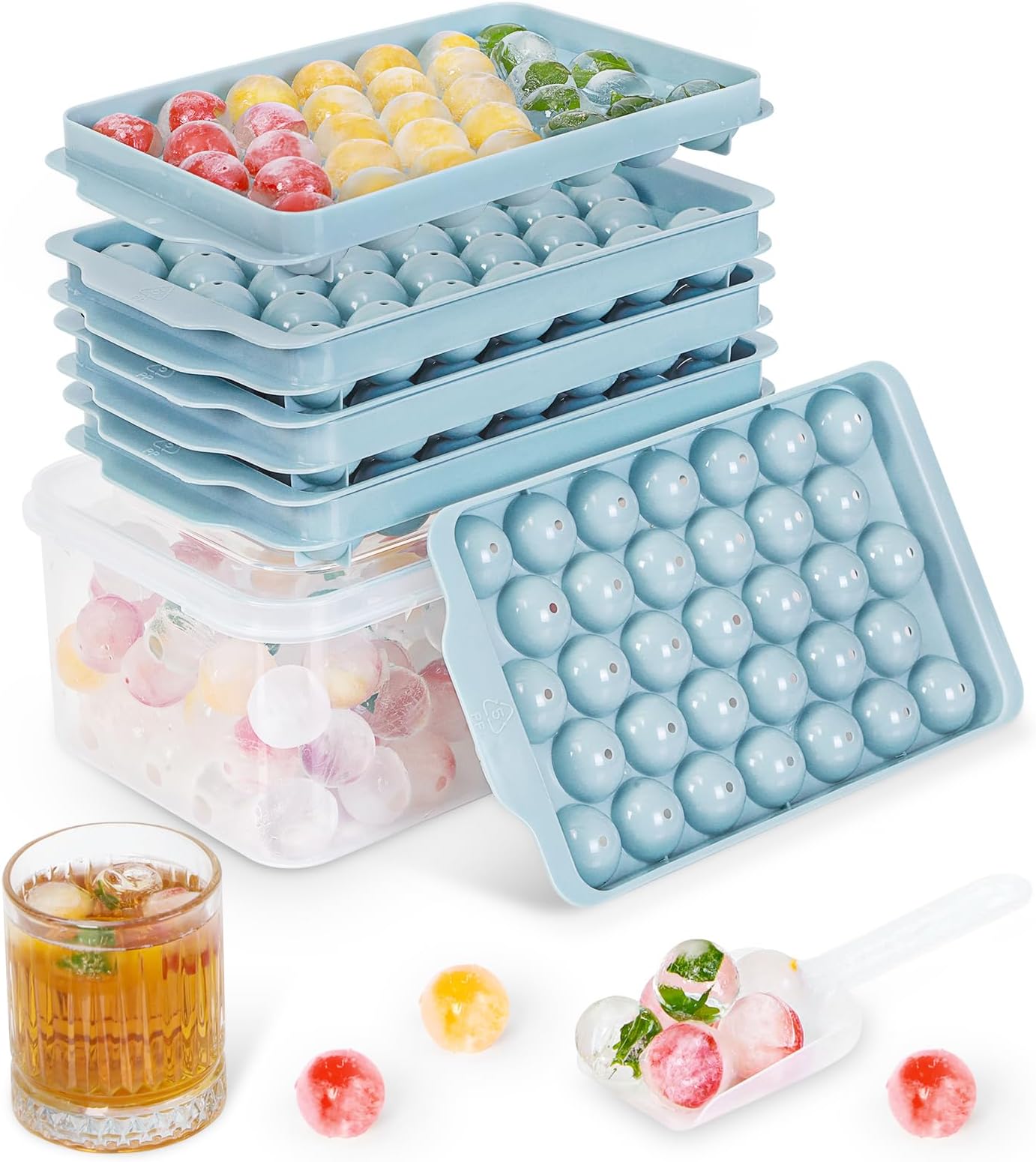 Amazon.com: 2Pack Silicone Square and Round Ice Cube Trays for Freezer ...