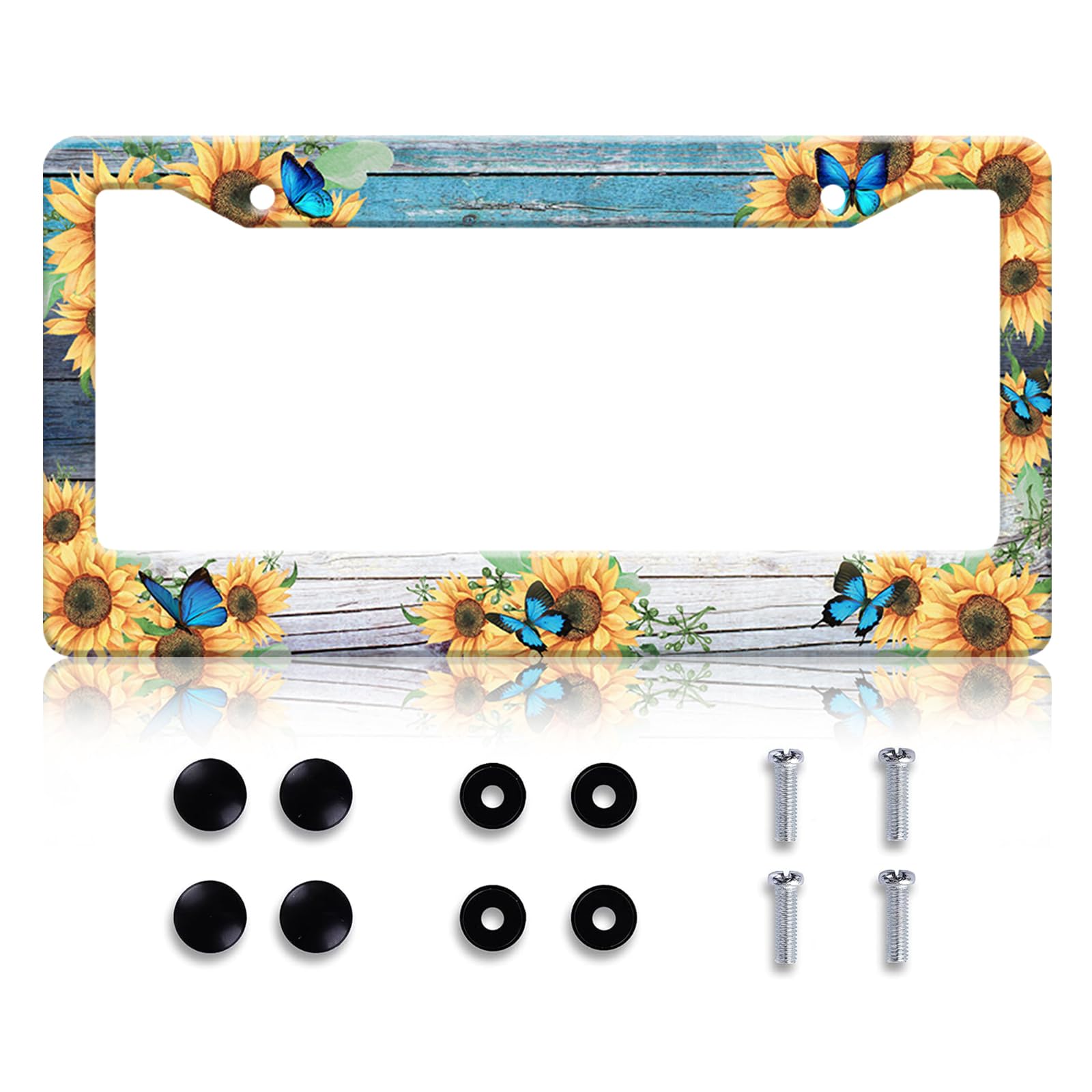 Amazon.com: HCSS Sunflower License Plate Frame Aluminum Metal ...