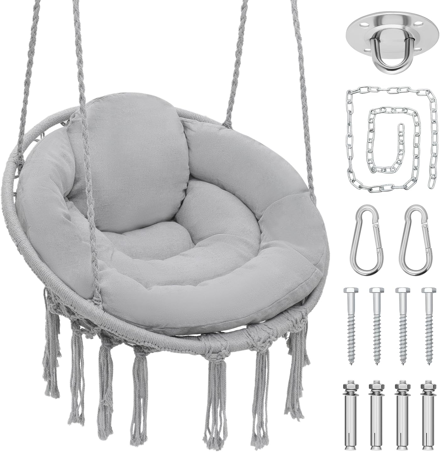 Amazon.com: SURPCOS Round Hammock Chair Swing with Two LED Lights ...