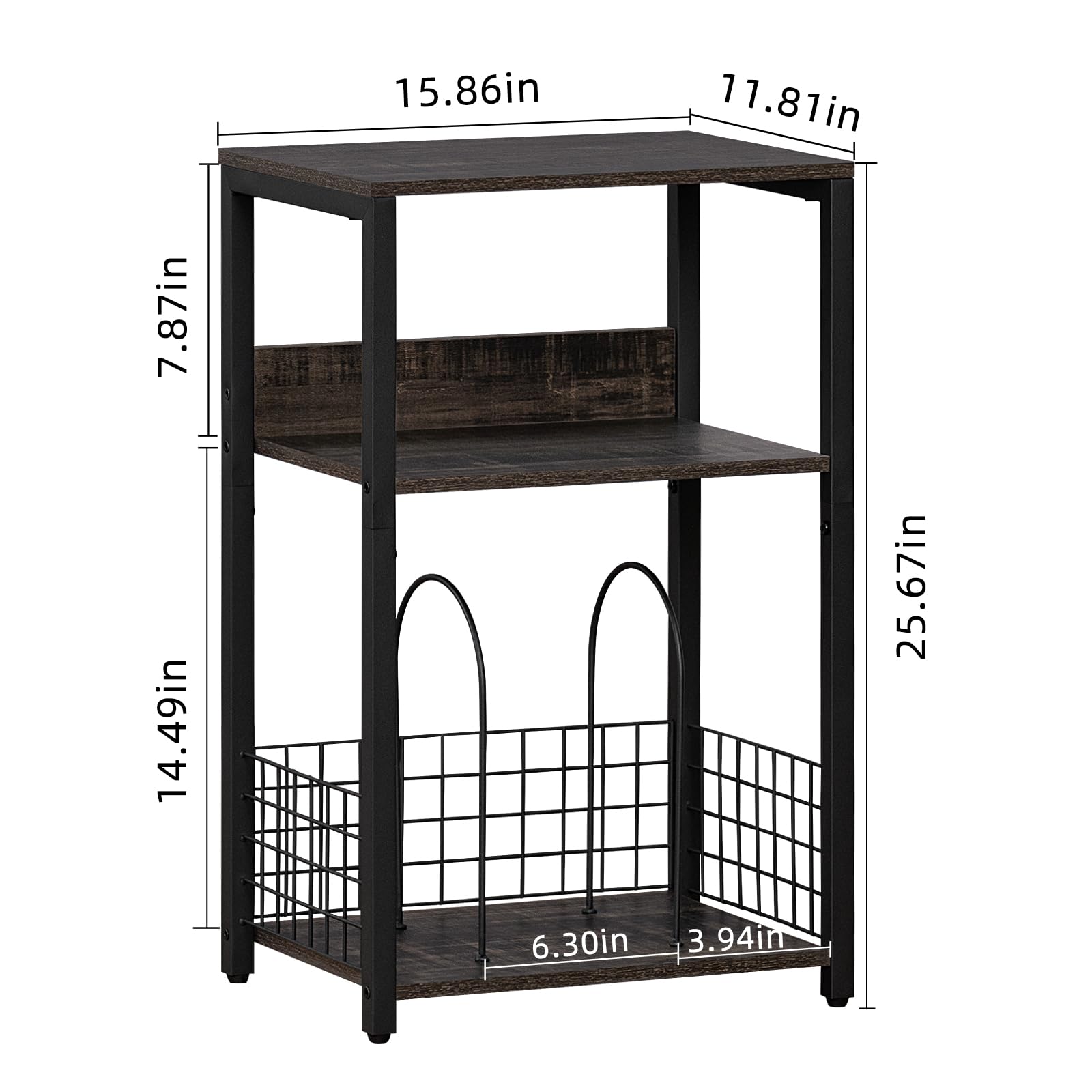 LELELINKY Farmhouse End Table,3 Tier Record Player Stand with Storage ...