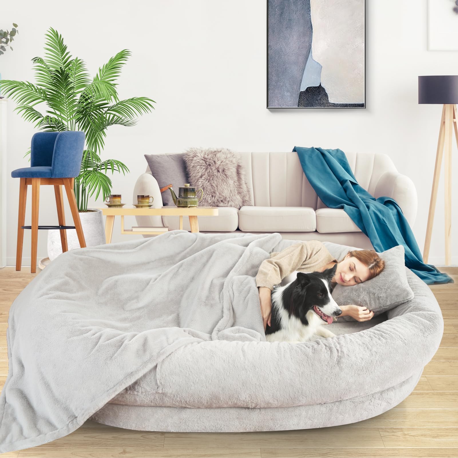 Amazon.com : Fvkind Human Dog Bed for Adult, 71"x51"x12" Washable ...