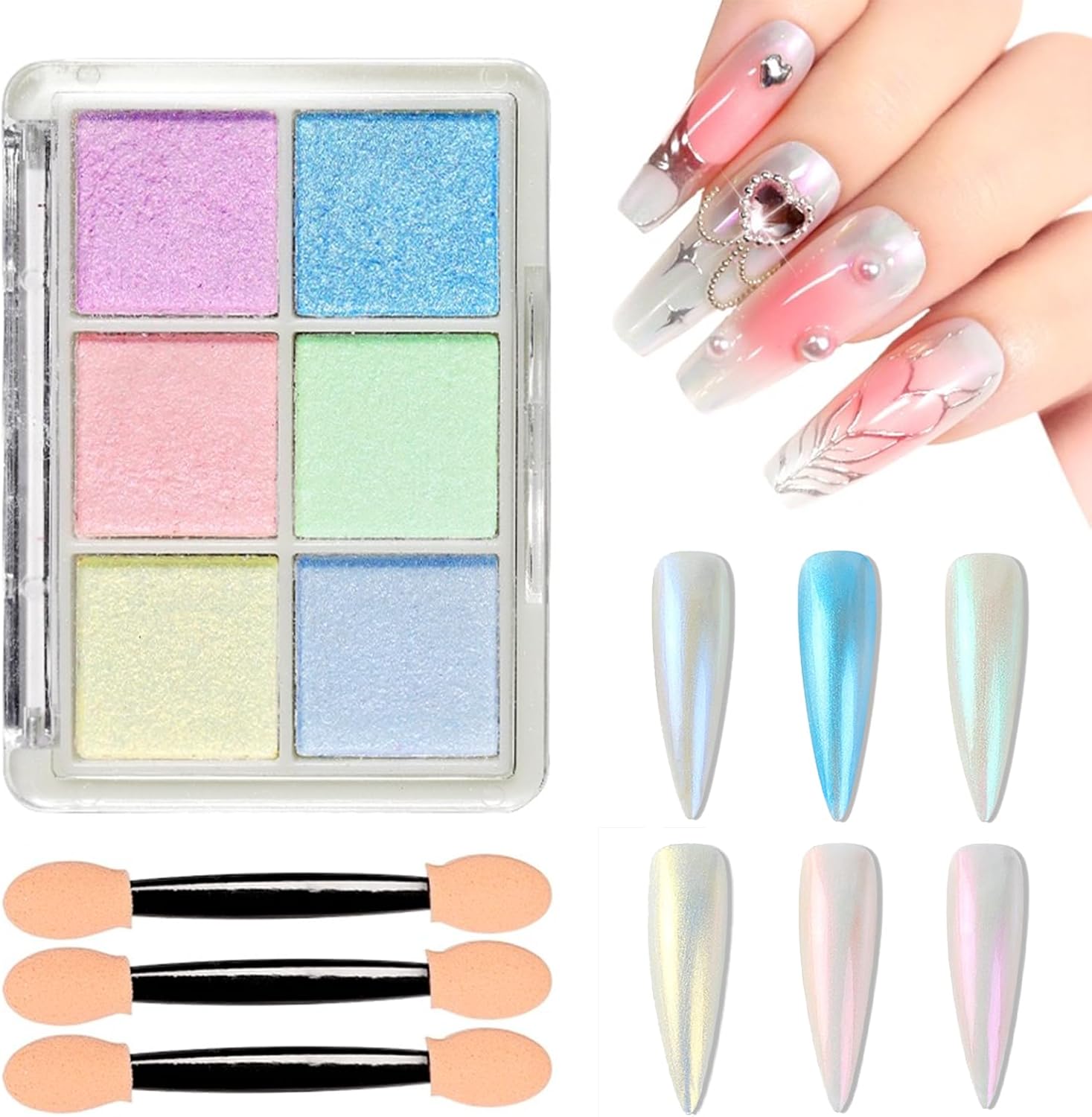 Amazon.com: Chrome Nail Glitter Powder Set Metallic Mirror Chrome ...