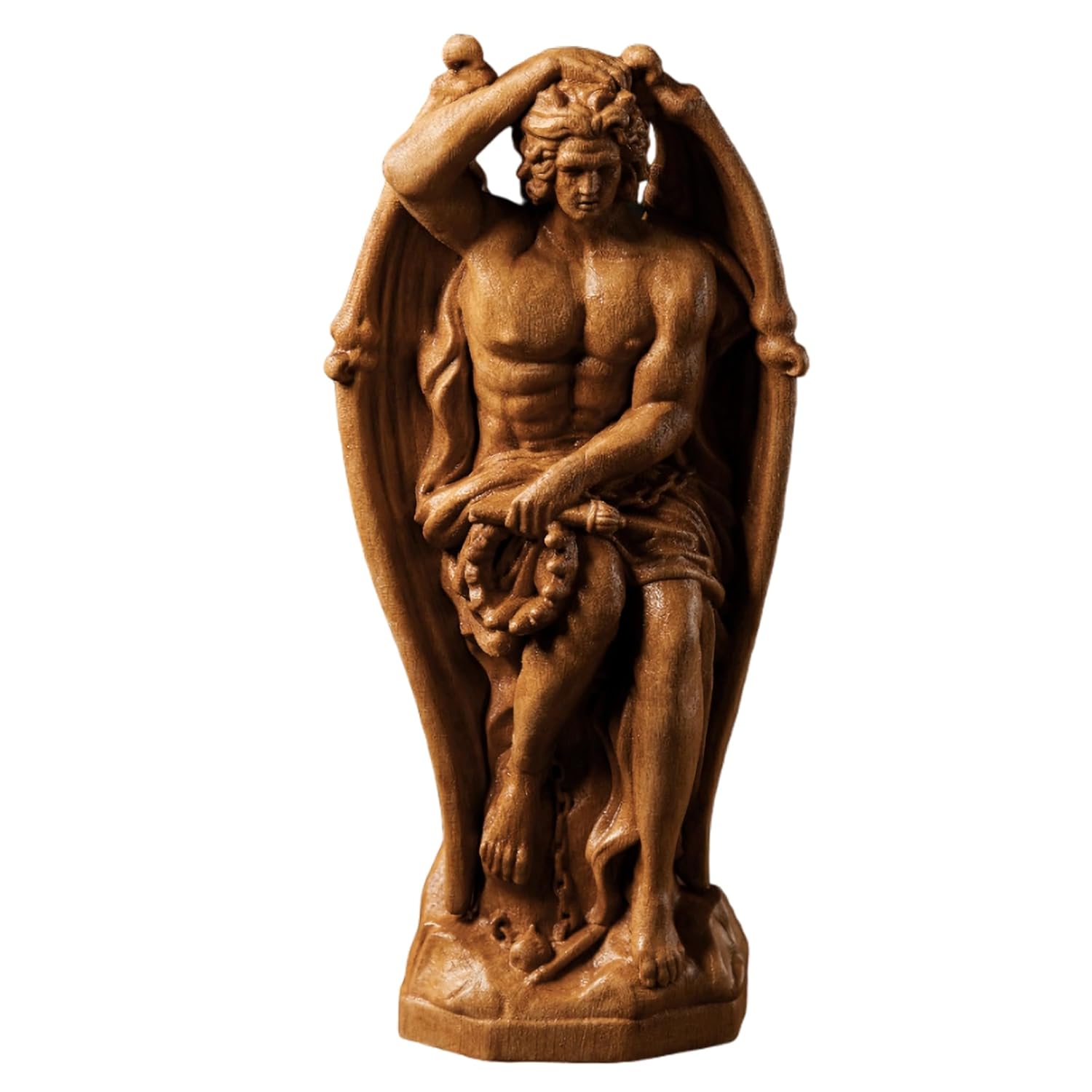 Le Génie du Mal - Majestic Lucifer Statue,Fallen Angel Demon Wood ...