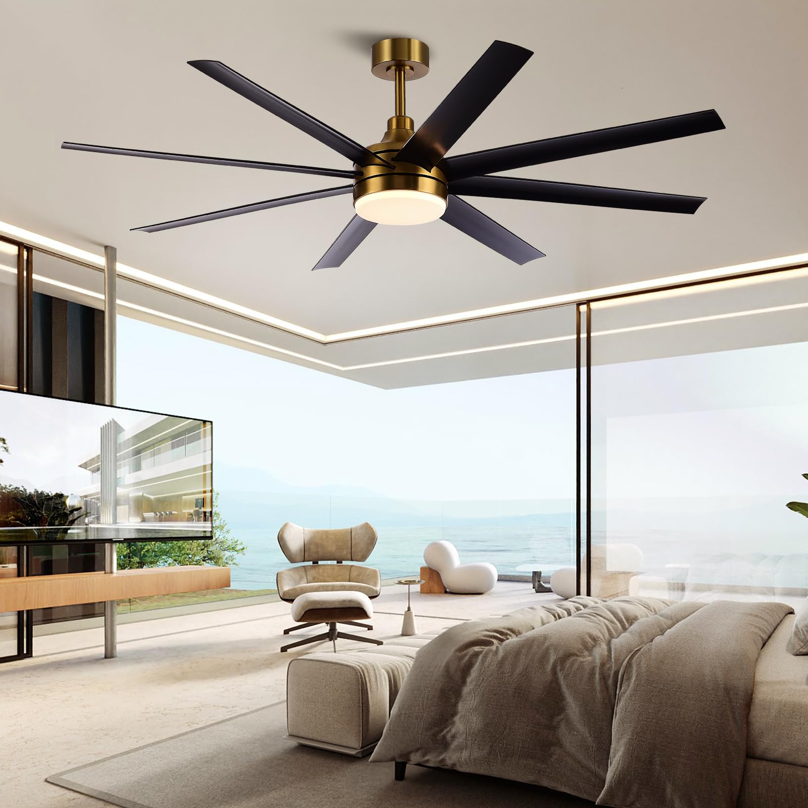 Amazon.com: Tropwellhouse Black and Gold Ceiling Fan with Lights Remote ...