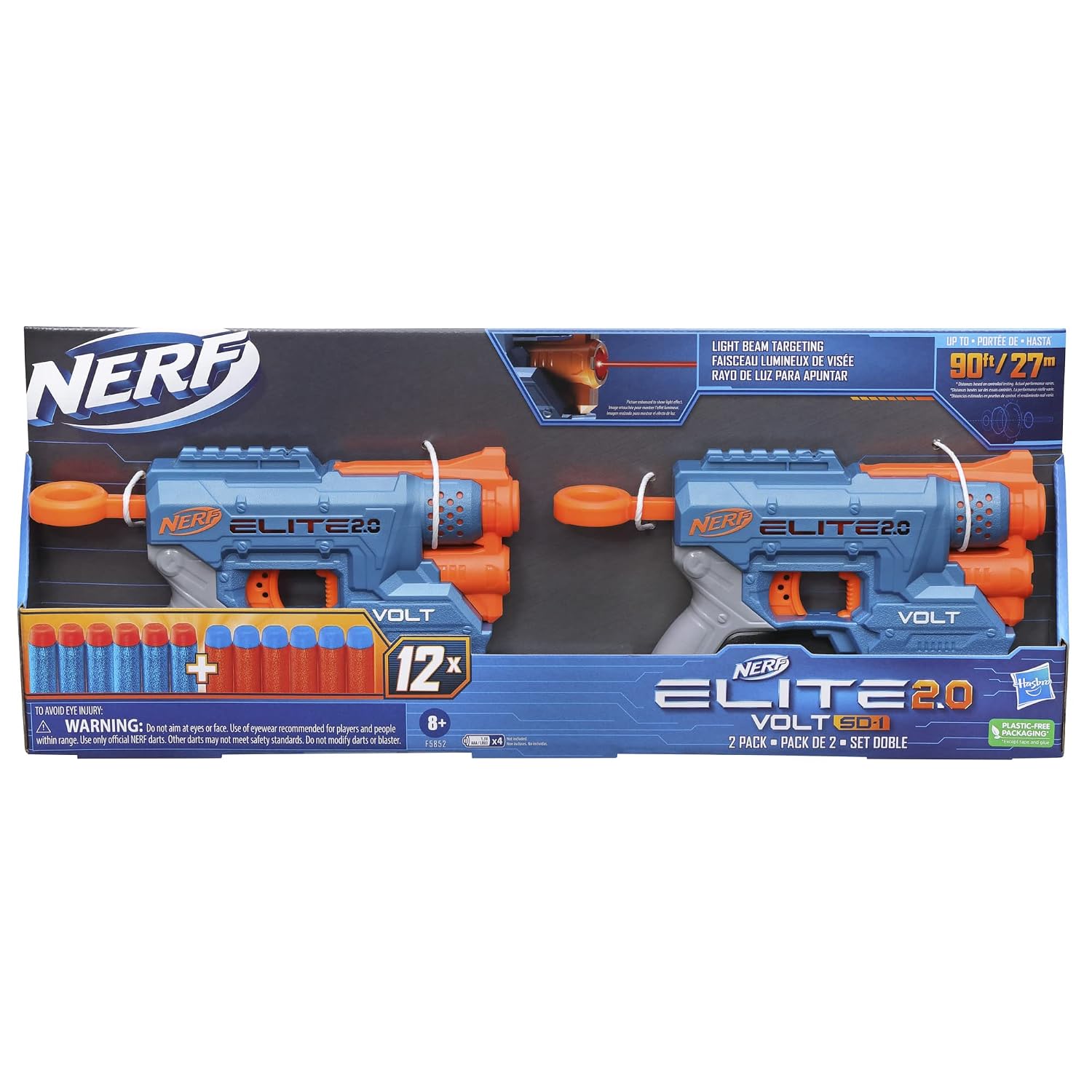 Nerf Elite 2.0 Volt SD-1 Blaster 2-Pack Includes 2 Blasters and 12 Nerf ...