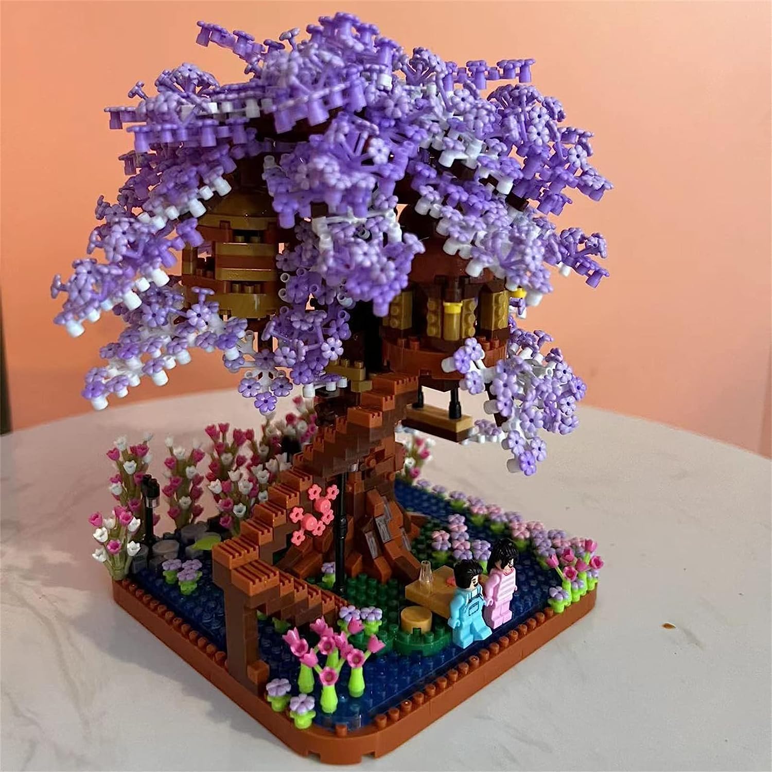 Mini Cherry Blossom Tree House Bonsai Tree Building Kit, 2200 Pcs Mini ...