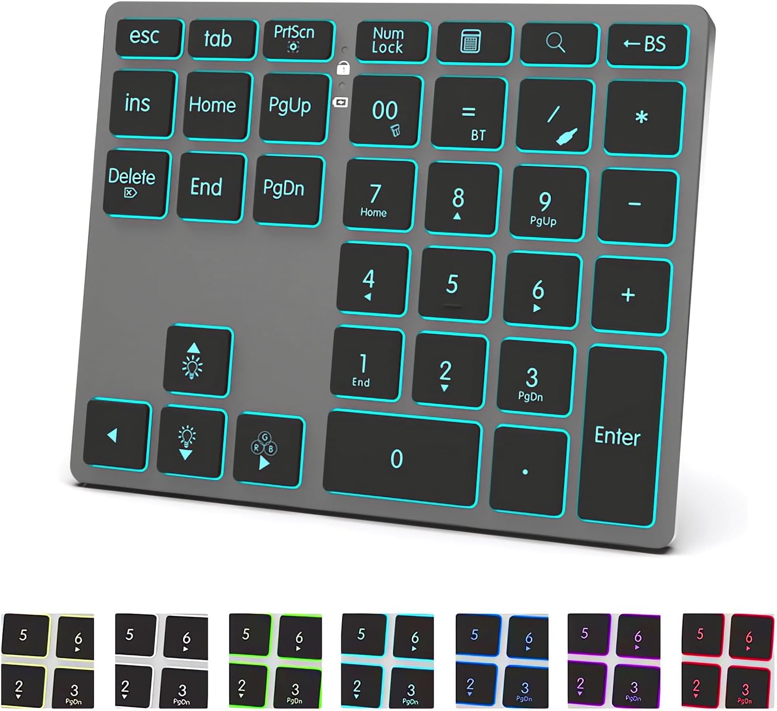 Amazon.com: LINKEET Tri-Mode Aluminum Numpad 7-Color LED Backlit, BT5.0 ...