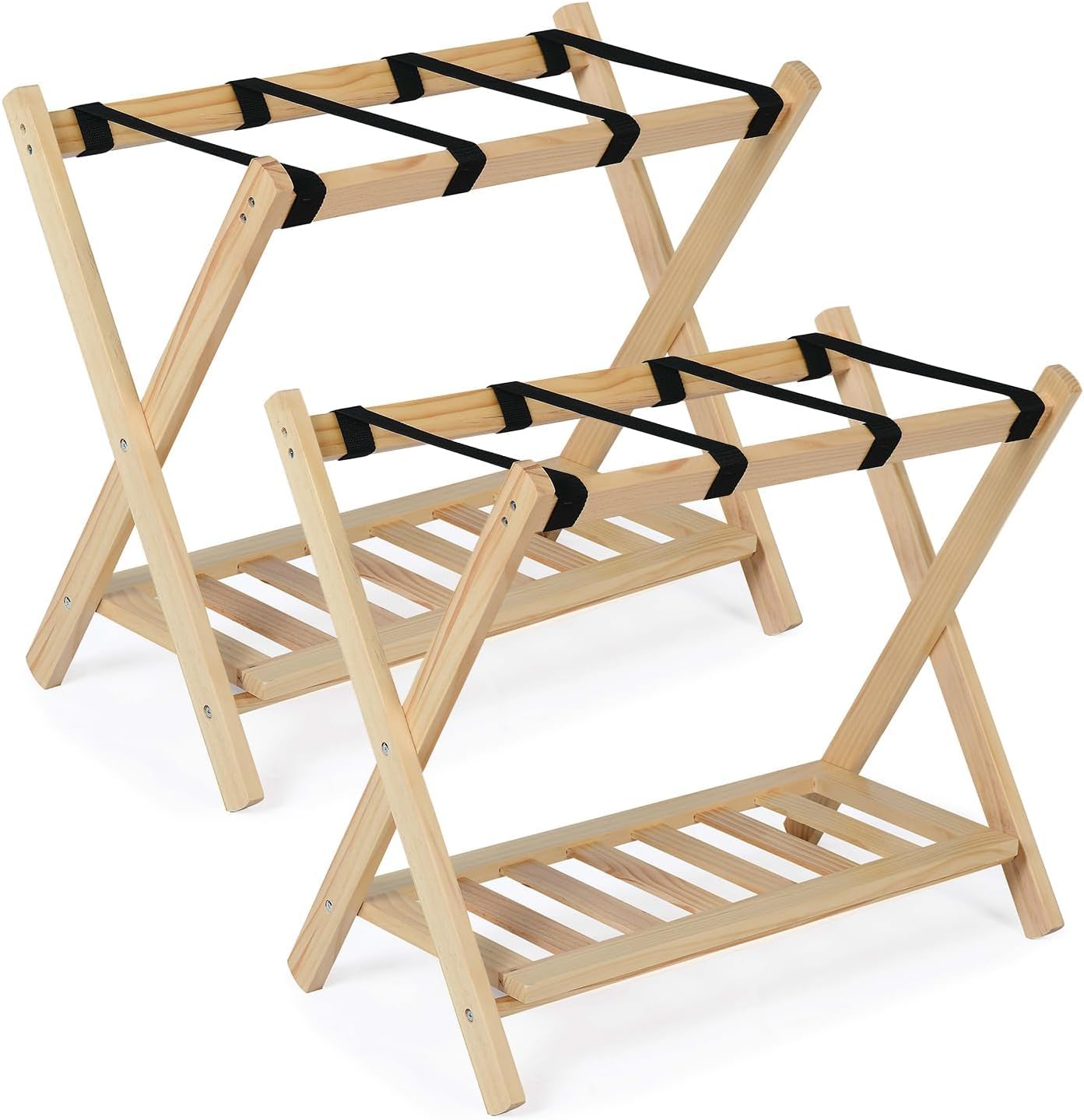 Amazon.com: ForestFusion Wooden Luggage Rack Set of 2, Suitcase Stands ...