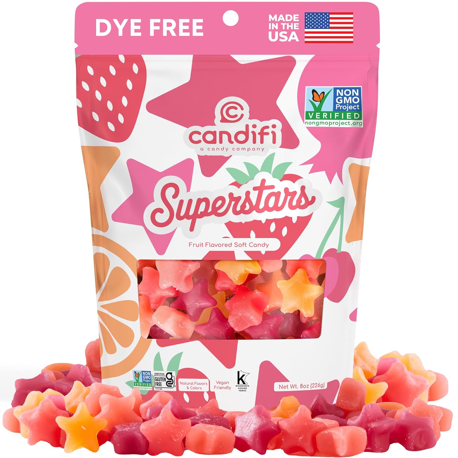 Amazon.com : Candifi Dye Free Candy - Superstars Gummy Stars (8 oz ...