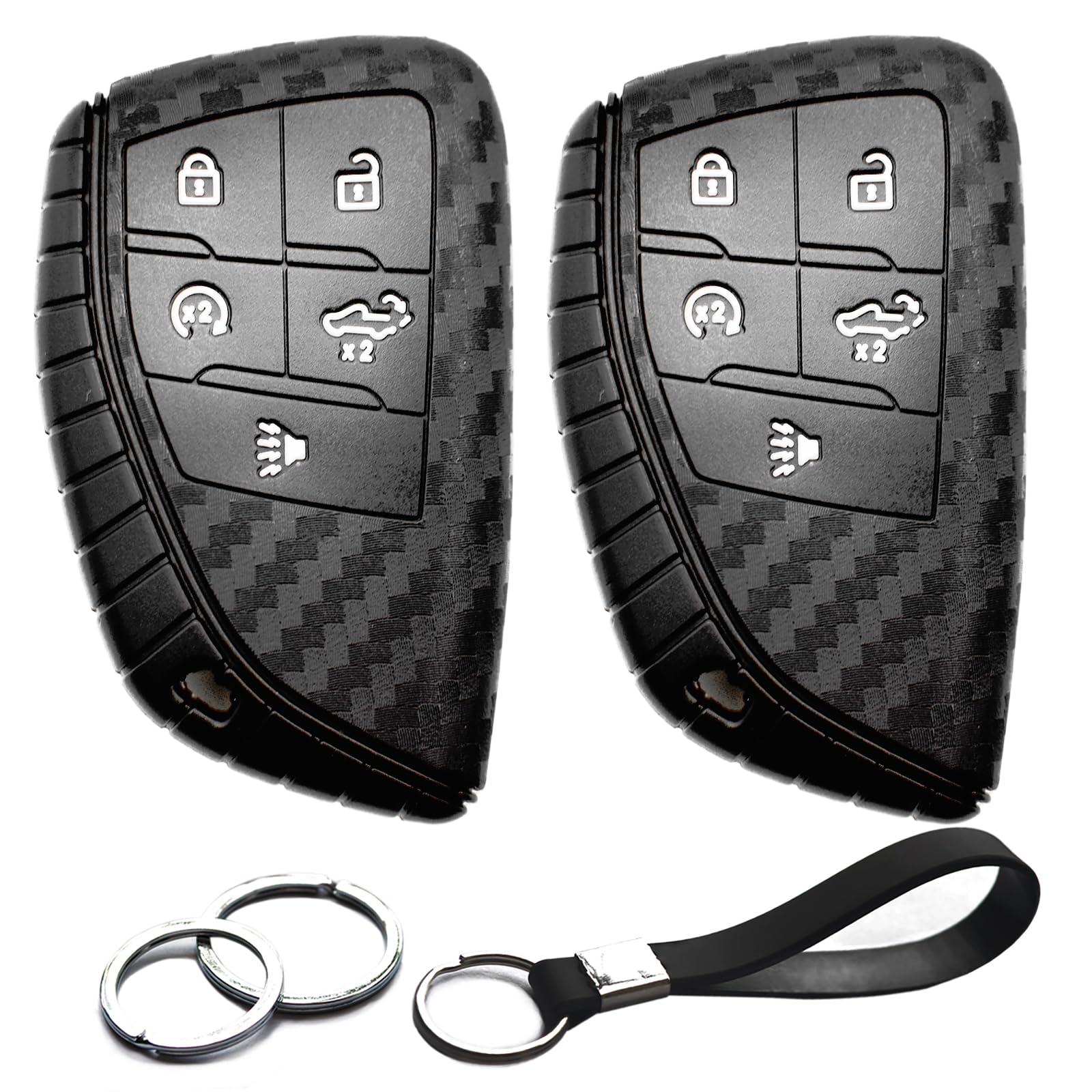 Key Fob Shell Replacement 2 Pack For Chevrolet GMC - Carbon Fiber Black ...