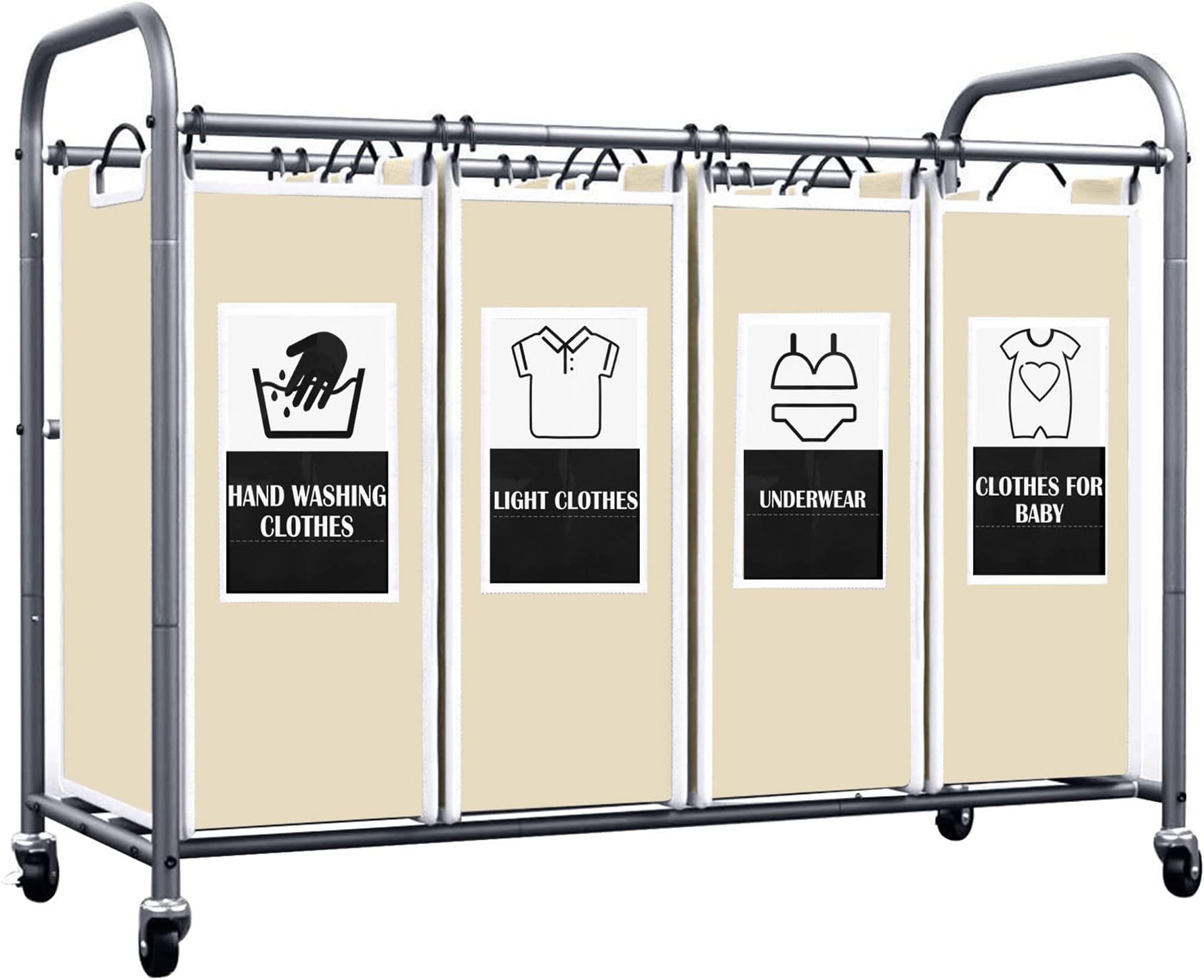 Amazon.com: STQCPJ Laundry Sorter with Wheels, Divided Dirty Clothes ...