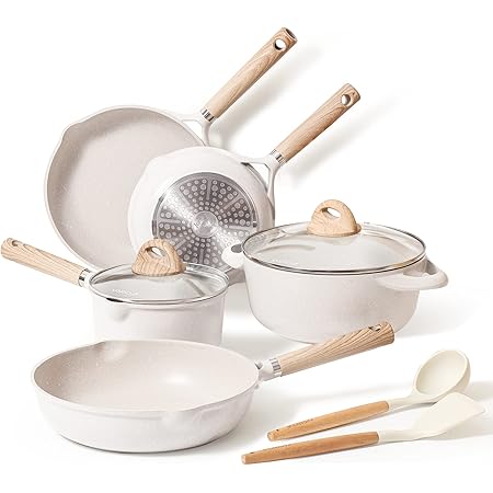 CAROTE Nonstick Pots and Pans Set, Granite Kitchen Cookware Sets, Non ...