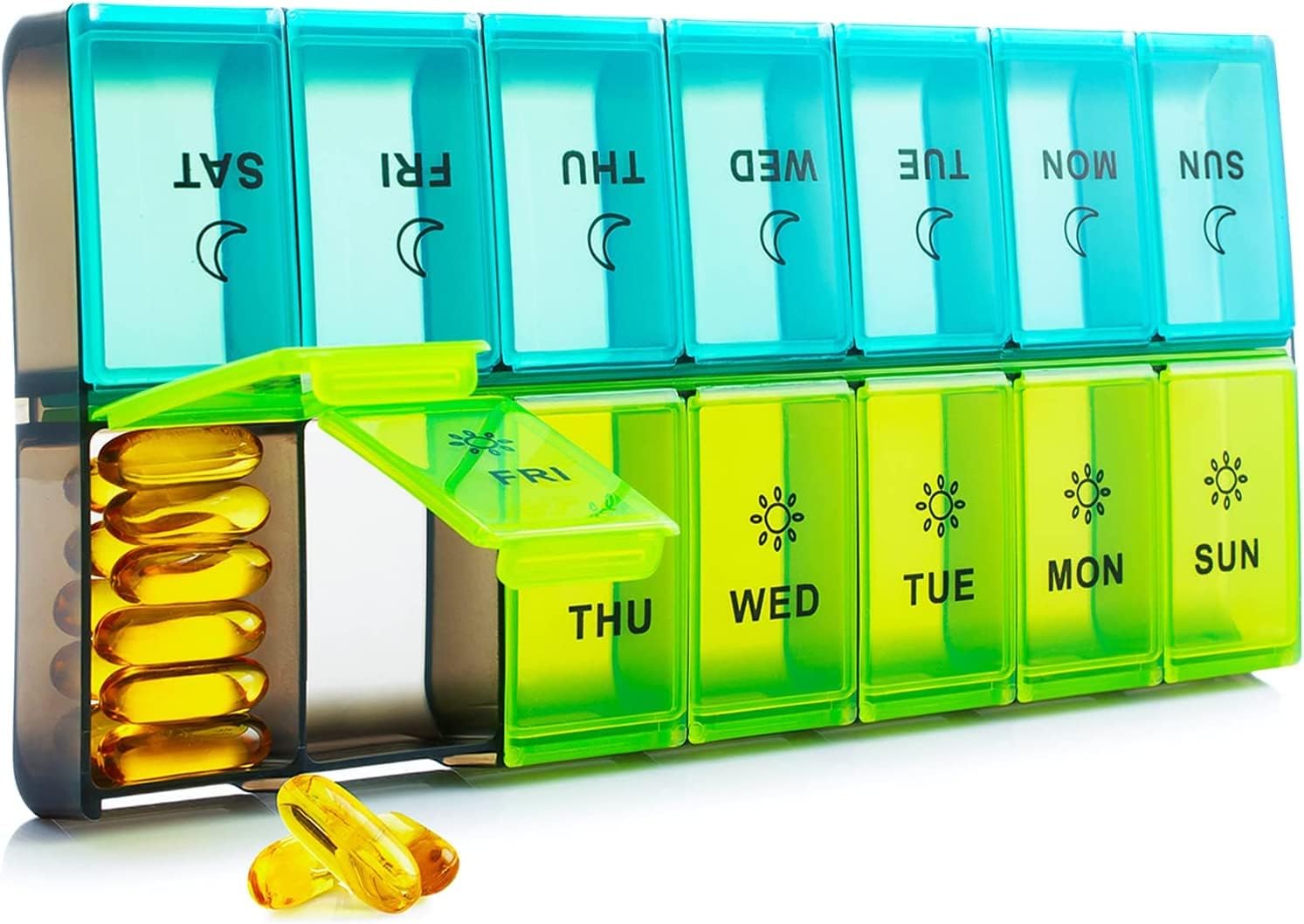 Weekly Pill Box Organiser, Portable 7 Day Pill Box Am Pm, Travel Pill ...