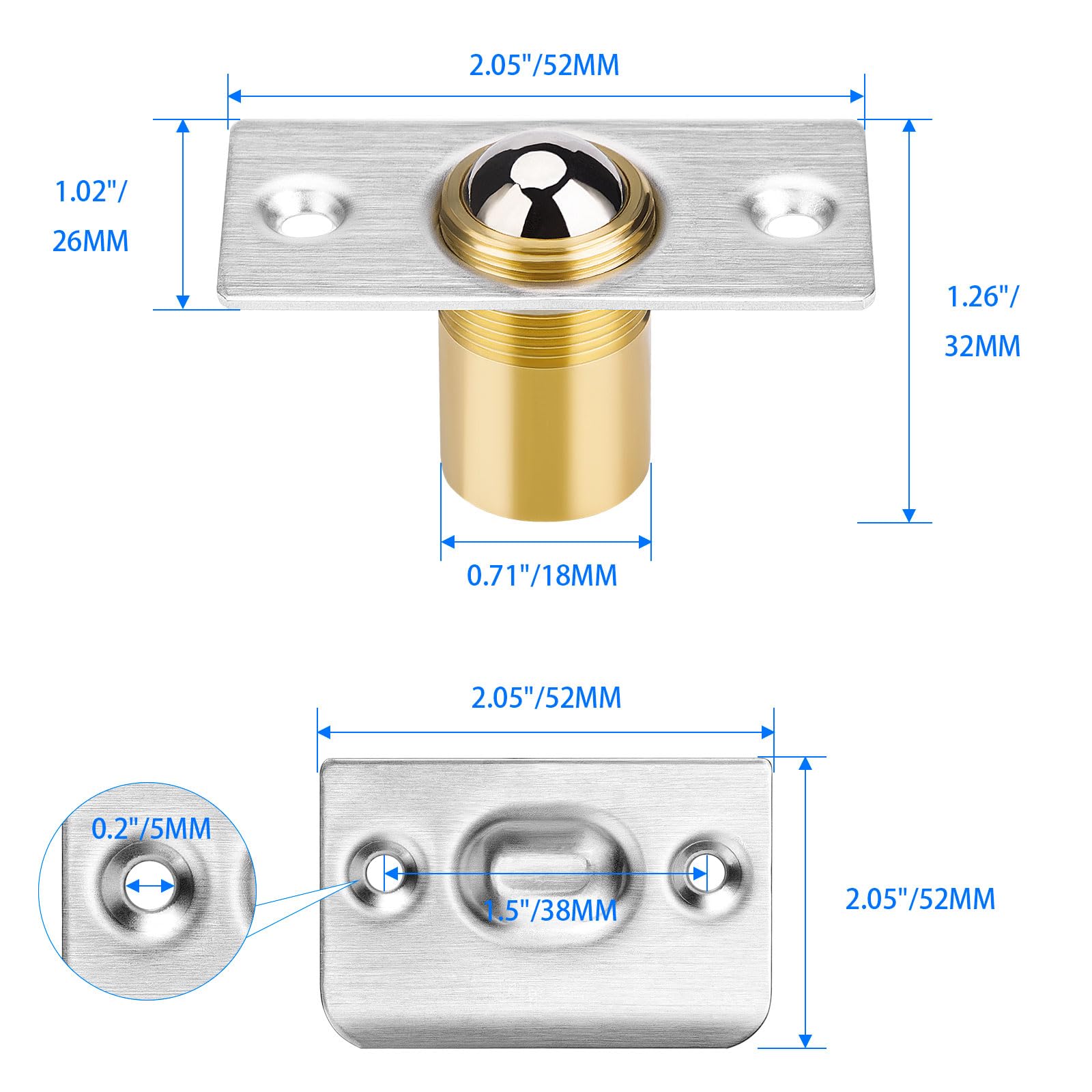 Snapklik.com : 4Pack Door Ball Catch, Closet Door Ball Catch Hardware ...