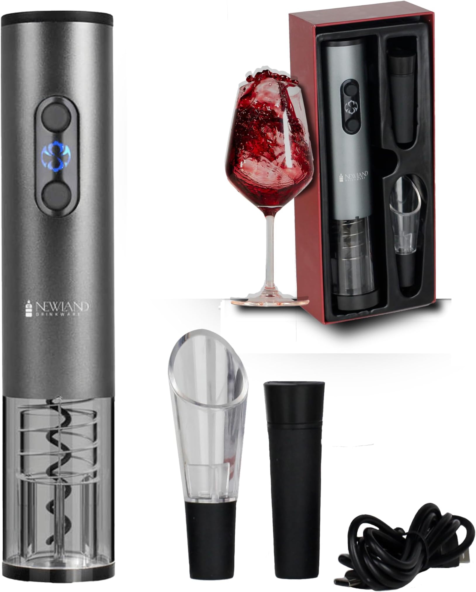 Amazon.com: elTeeCee Electric Wine Bottle Opener - Rechargeable Corkscrew Wine Opener - Foil ...