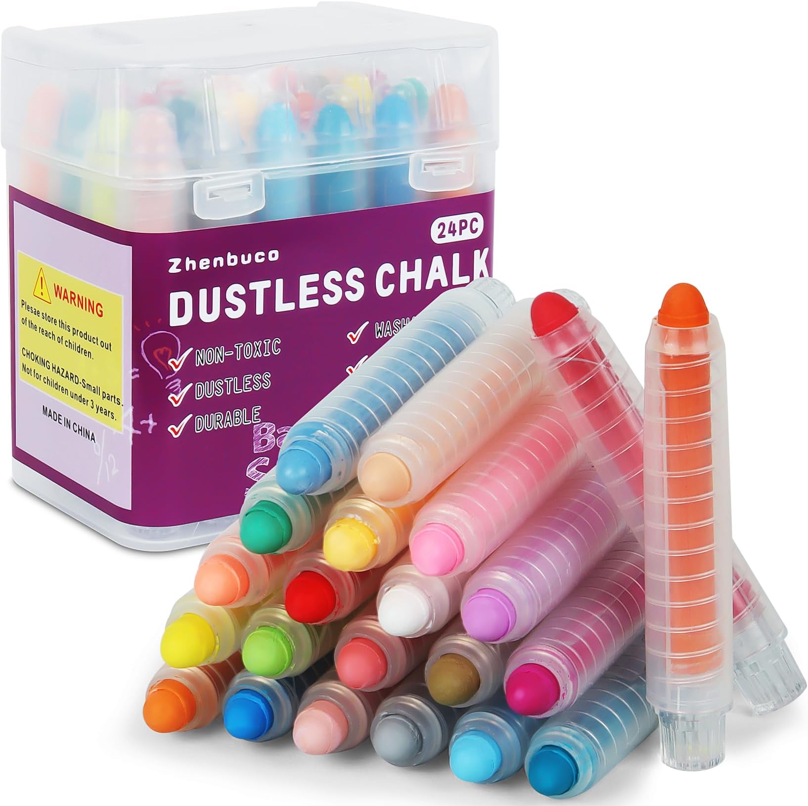 Amazon.com: LVYOALIN Dustless Chalk for Kids,Non-toxic 12 Colored ...