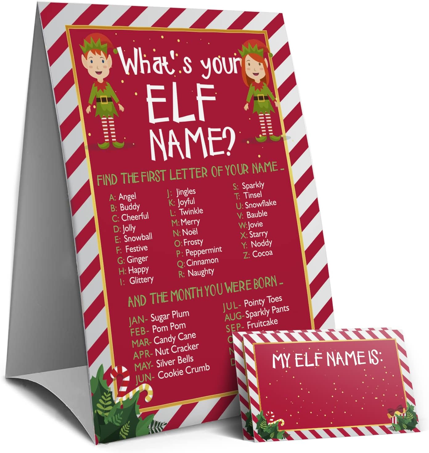 Amazon.com: Christmas Games Sign - What's Your Elf Name Game, Christmas ...