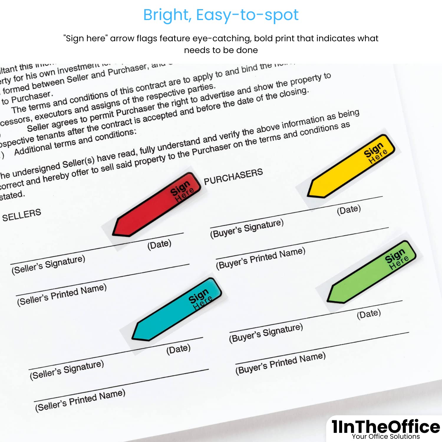 Snapklik.com : Sign Here Tabs, 1/2" Assorted Color Sign Here Stickers ...