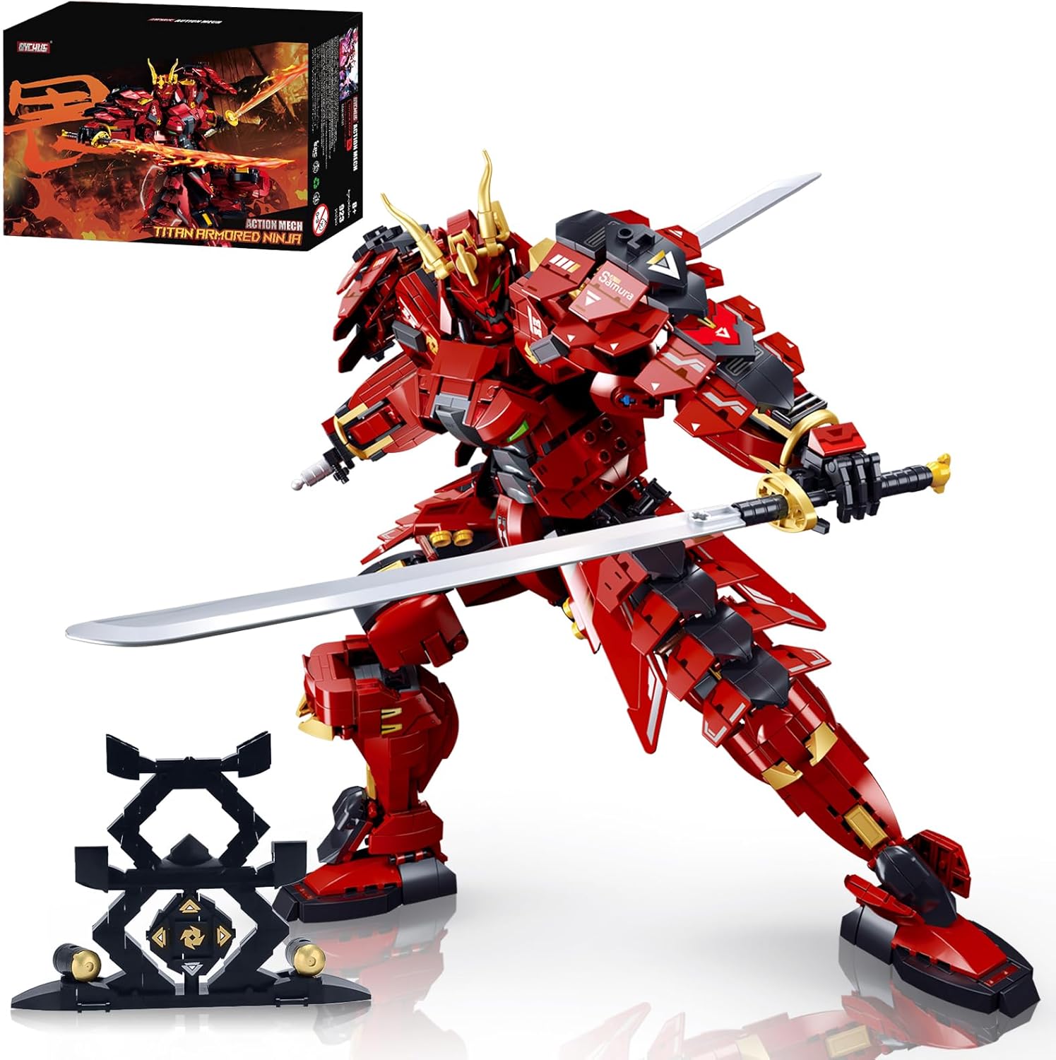 Amazon.co.jp: タイタン装甲忍者フレームアームズ戦士アクションフィギュア組み合わせセット、923ピースデュアルナイフ流戦闘ロボット ...