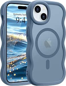 Amazon.com: Pepmune for iPhone 14/15 Plus Case, Curly Wave Frame Hard Translucent Clear Cover ...