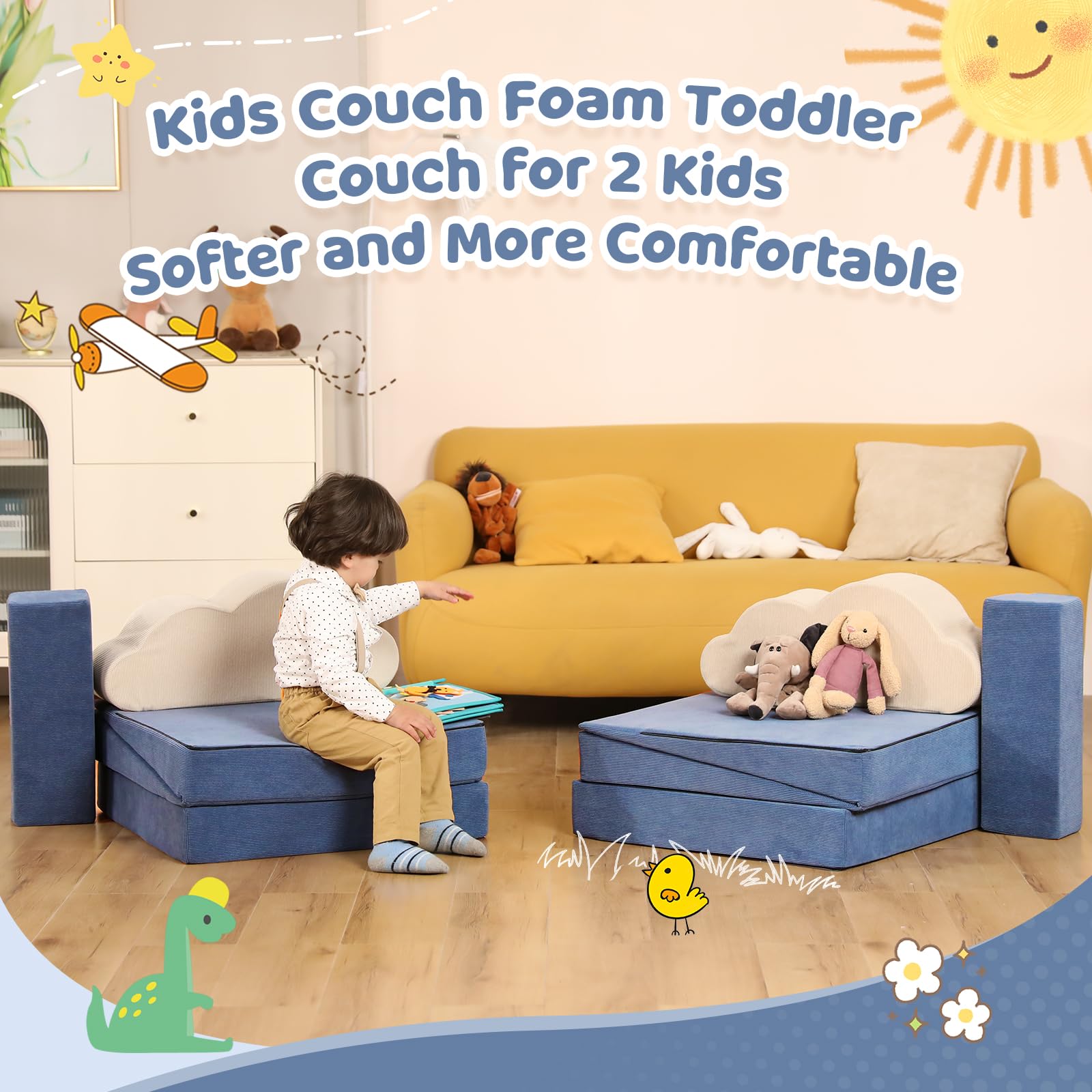 Snapklik.com : LOAOL Modular Kids Play Couch For Playroom Bedroom