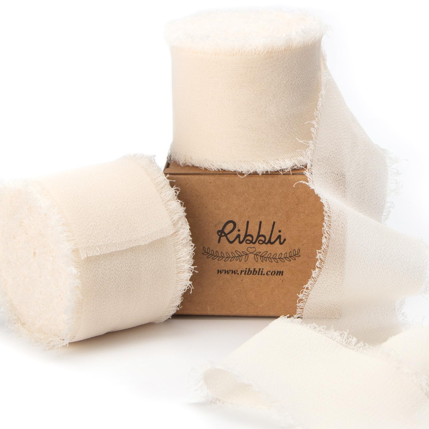 Amazon.com: Ribbli Cream Chiffon Ribbon 1-1/2 inch x 20 Yard Handmade ...