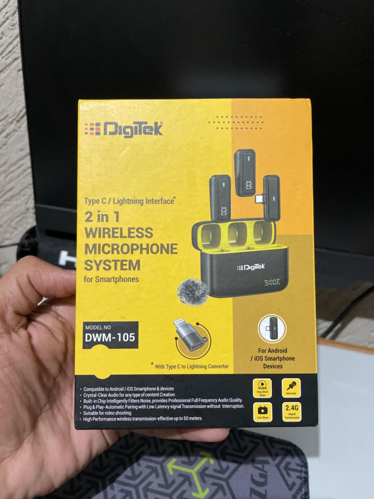 Digitek® DWM 105 2 in 1 Wireless Microphone System with ANC Mode, 50m ...