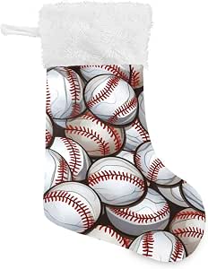 Amazon.com: PYBUG Baseball Christmas Stockings White Plush Cuff ...