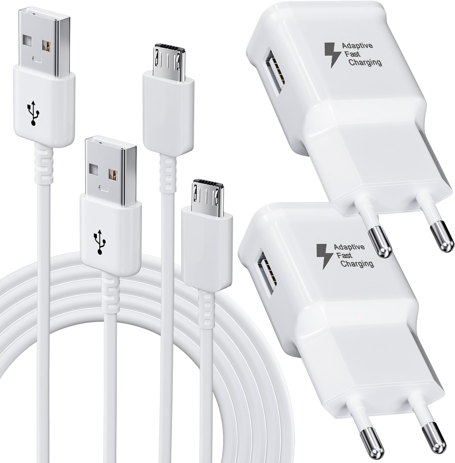 2-Pack USB Chargeur Mâle, Chargeur Rapide Alimentation avec 1,5M Micro ...