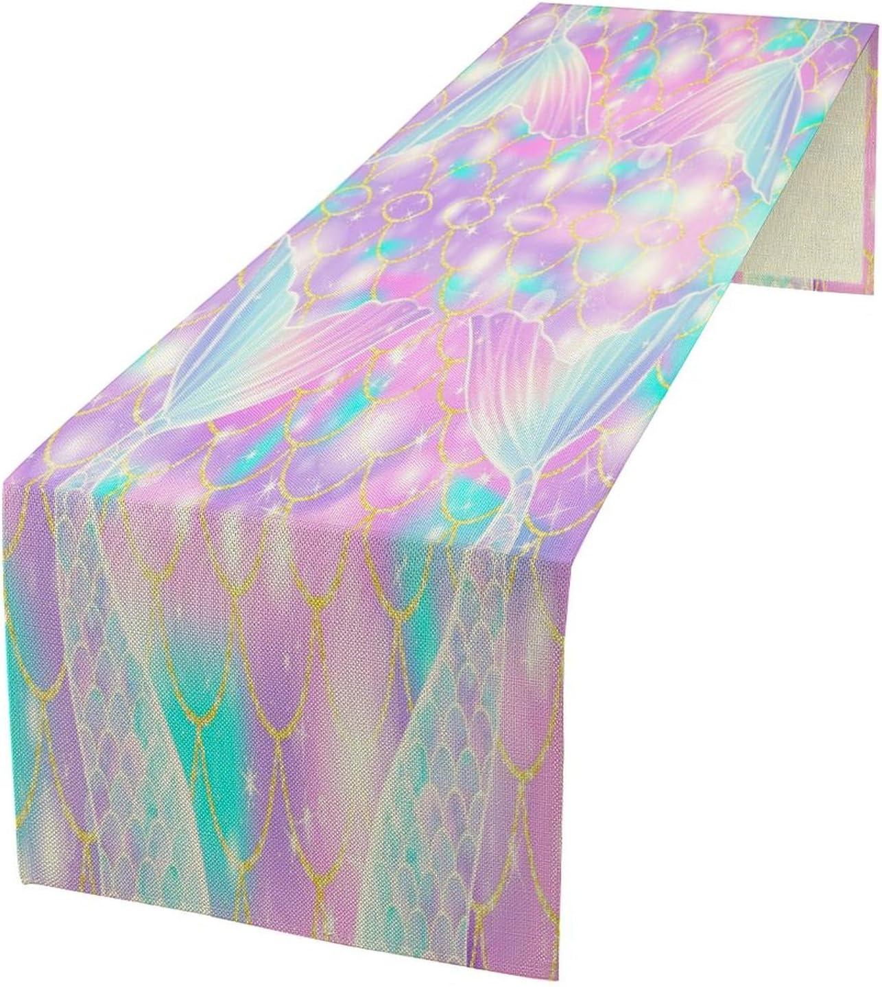 Amazon.com: Mermaid Fish Tail Table Runner sea Theme Mermaids Fish ...