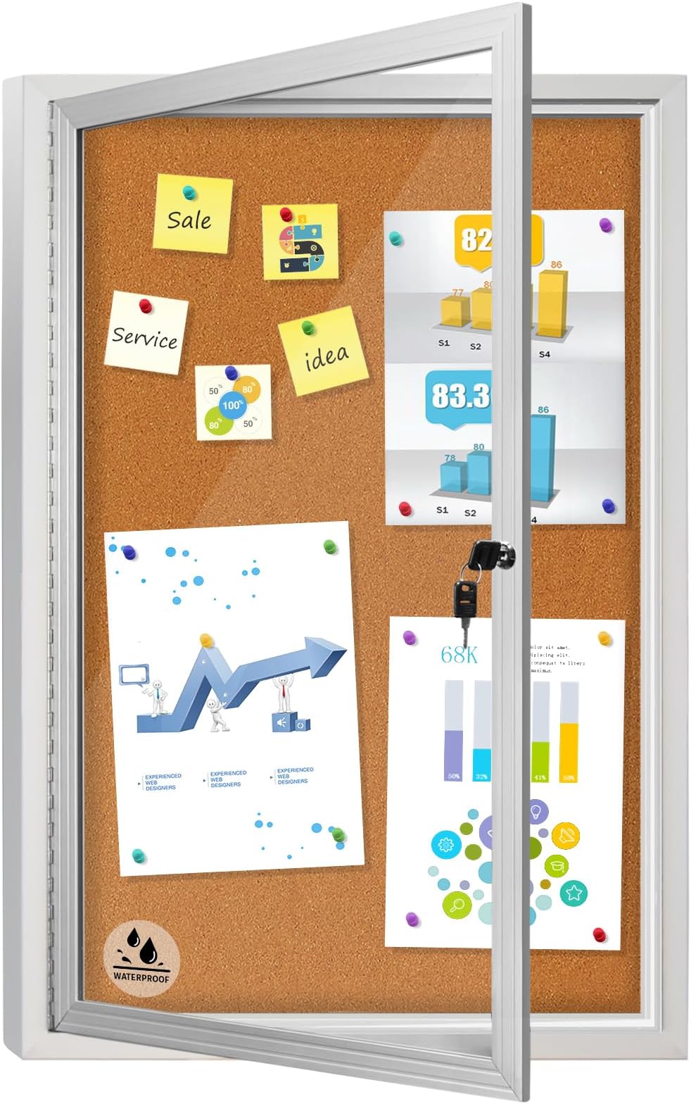 Amazon.com : Lockable Outdoor Enclosed Bulletin Board, Weatherproof ...