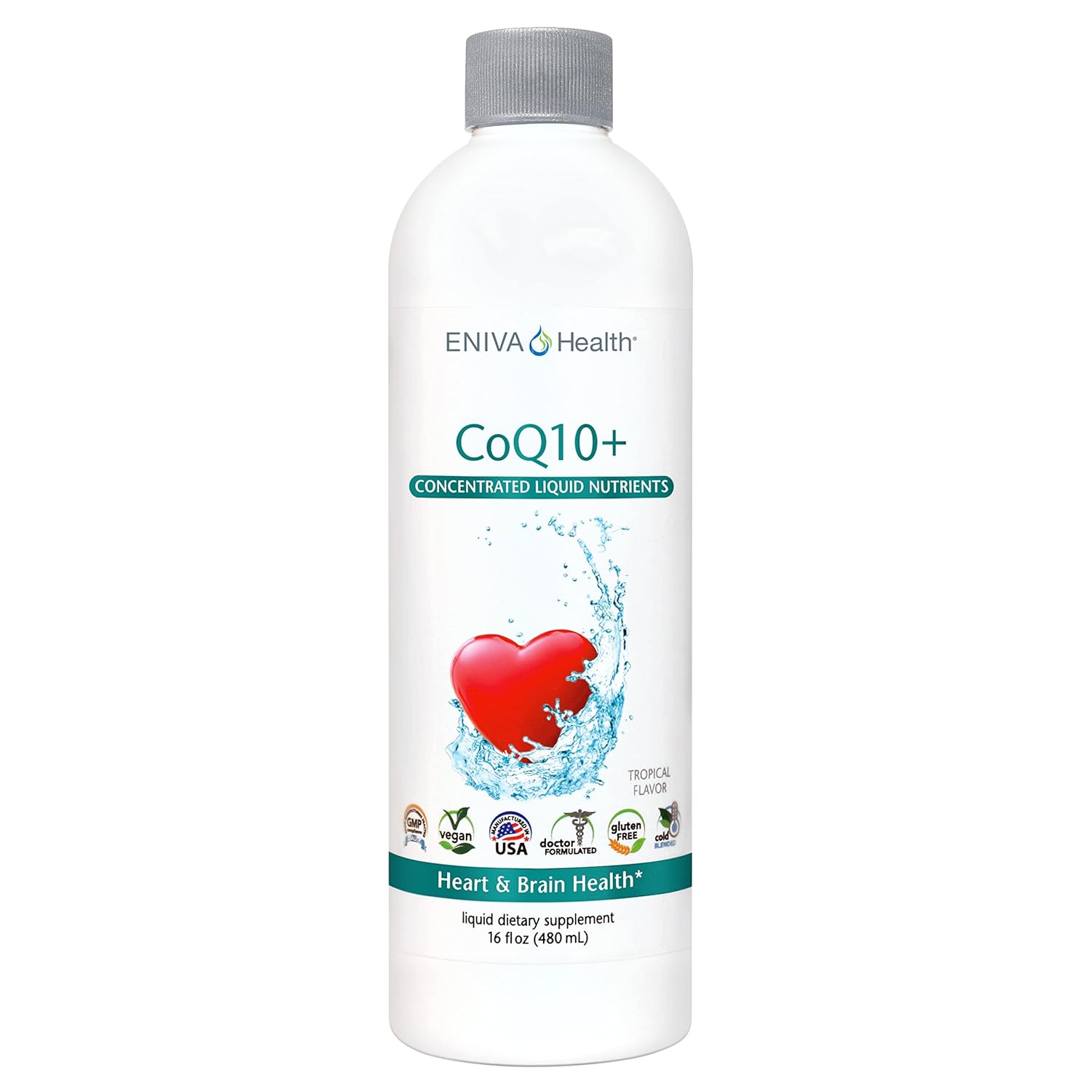 Eniva Health CoQ10 Líquido 100mg (454g) com L-Carnitina, Vitamina C e ...