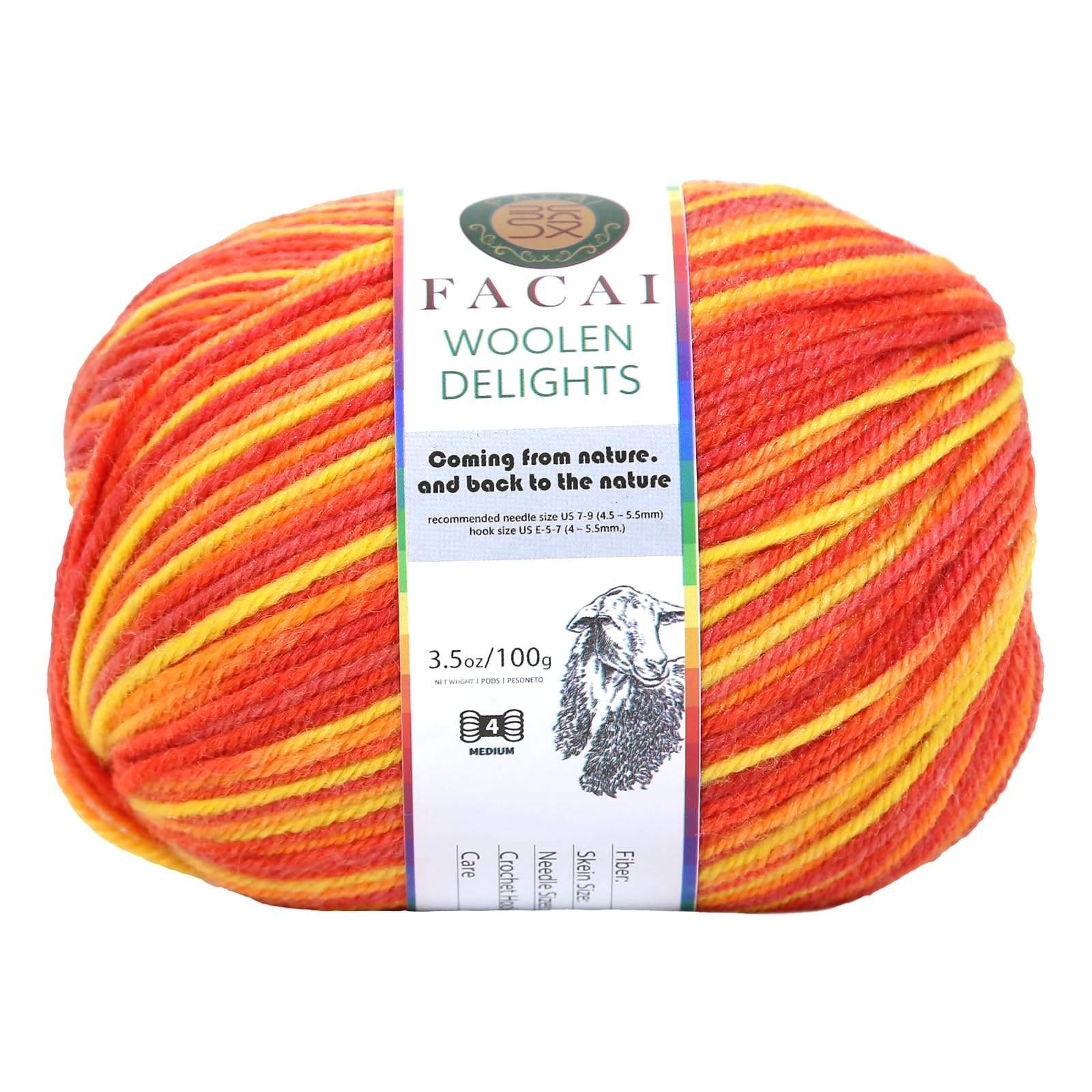 Amazon.com: Facai Blend Merino Wool Yarn for Knitting - Worsted Weight,197yds (3.5oz) Ball ...