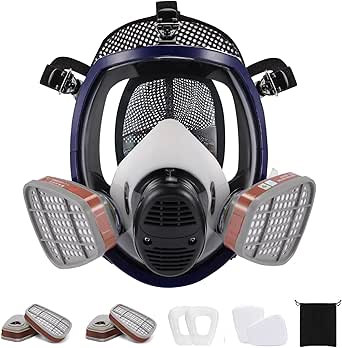 HOLULO Full Face Dust Mask, Reusable Full Face Respirator Masks Sray ...