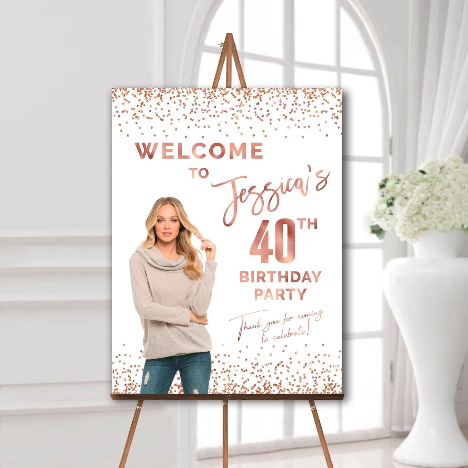 Amazon.com : Beyla Personalized 40th Birthday Welcome Sign with Photo ...
