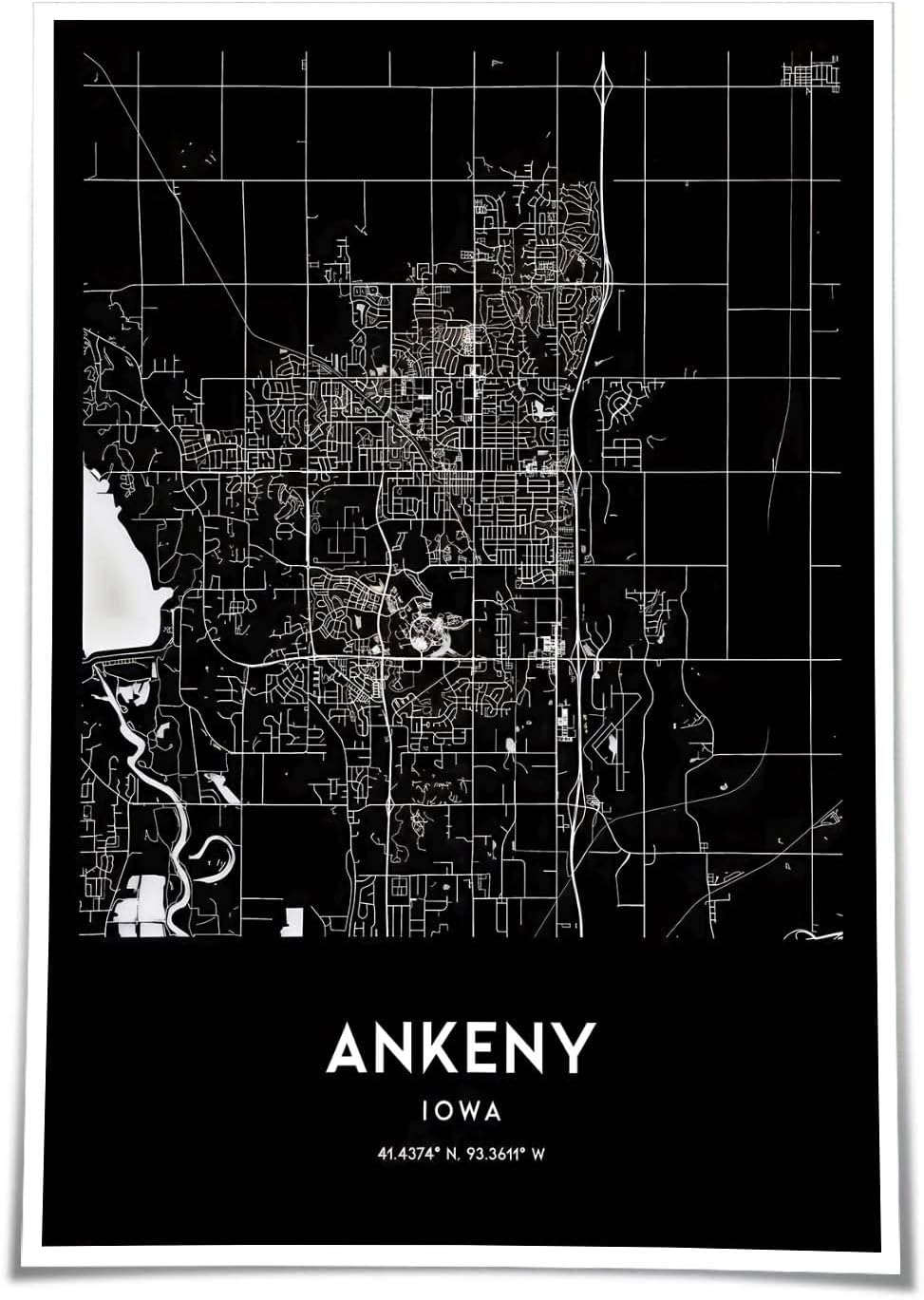 Amazon.com: Ankeny Map Poster Iowa Map Canvas Wall Art for Hallway ...